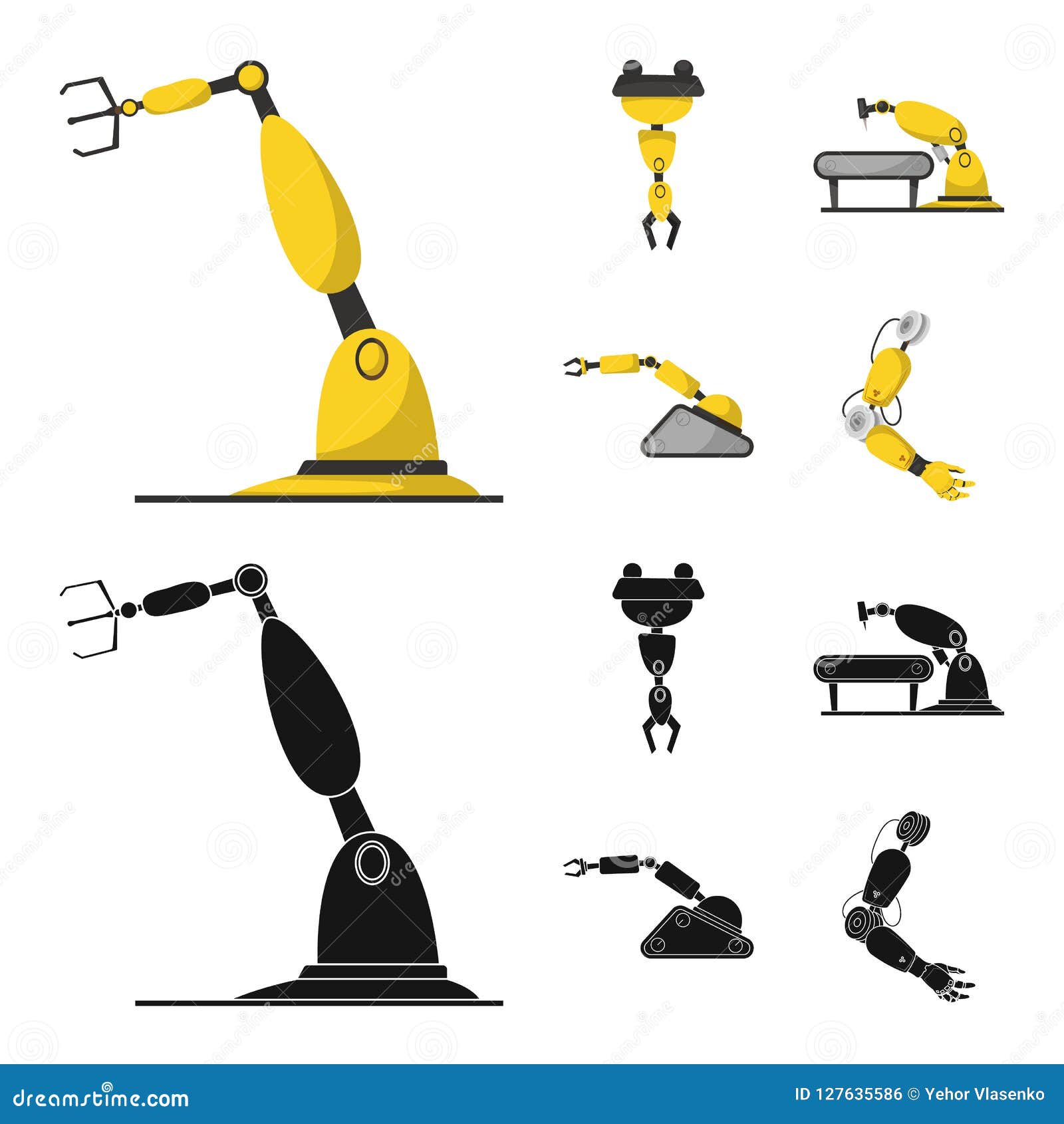 Isolated Object Of Robot And Factory Sign Set Of Robot And Space Stock