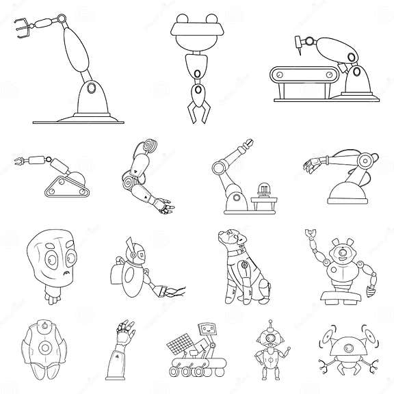 Vector Illustration Of Robot And Factory Symbol Collection Of Robot