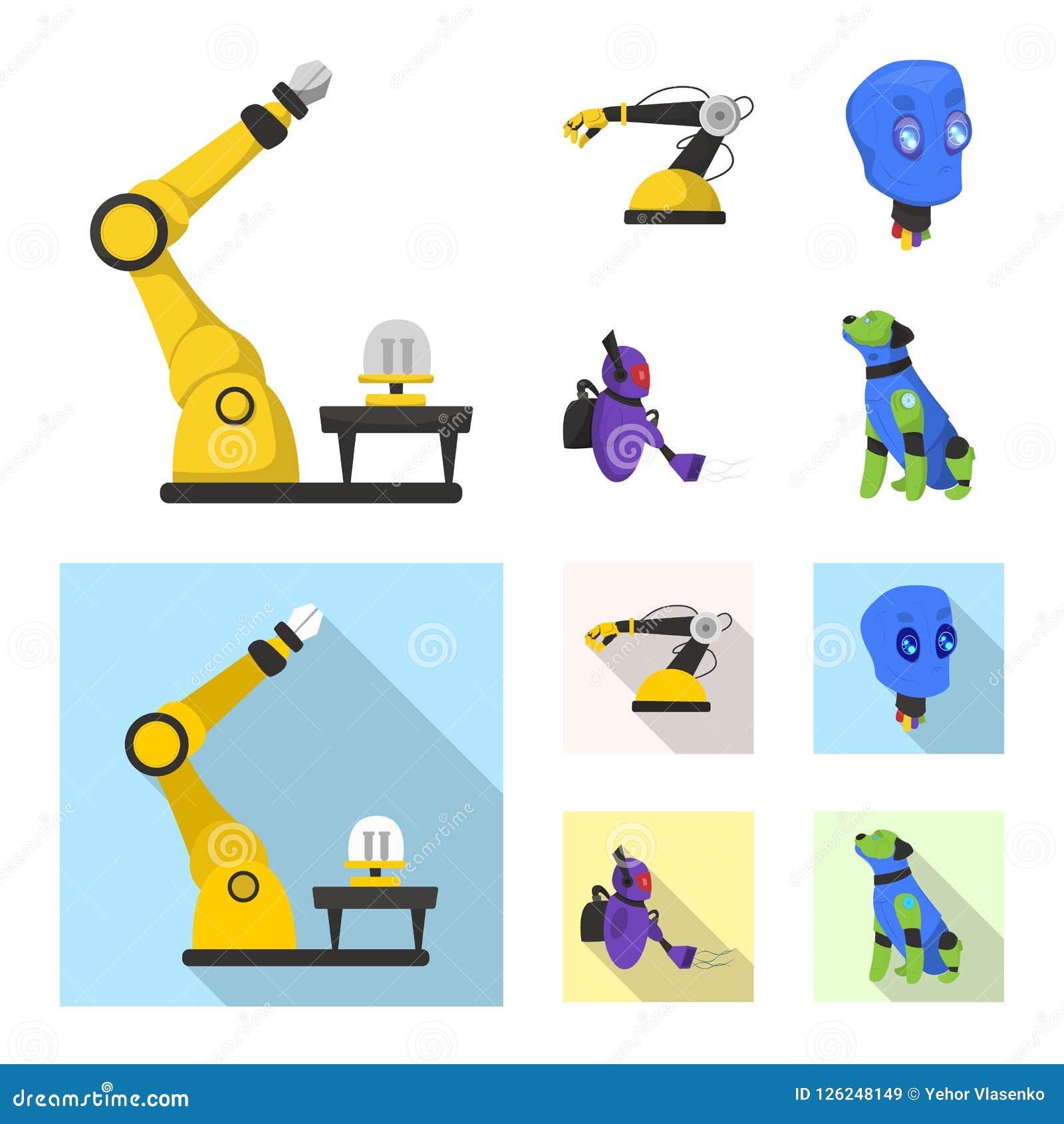 Isolated Object Of Robot And Factory Symbol Collection Of Robot And