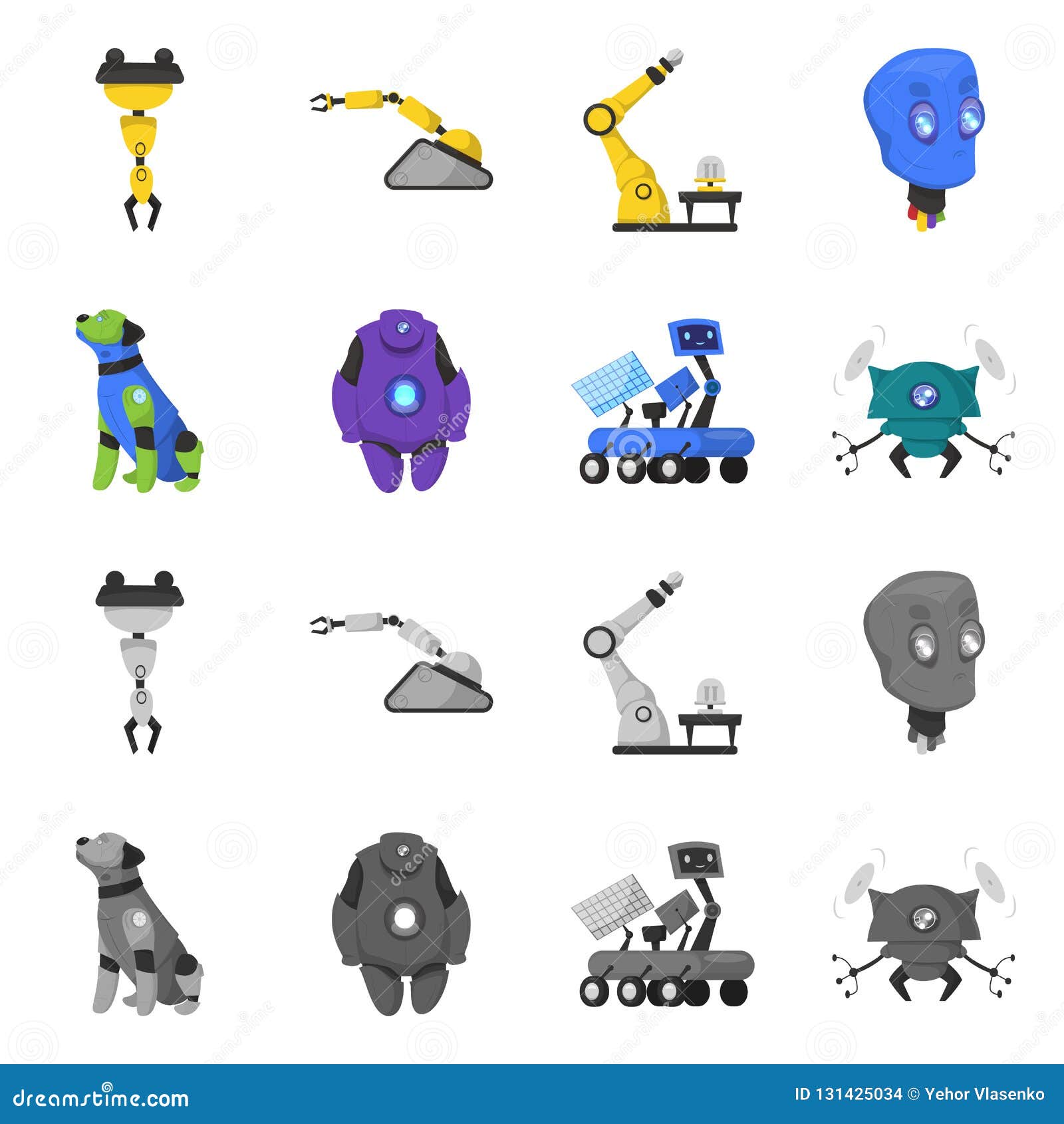 Isolated Object Of Robot And Factory Symbol Set Of Robot And Space