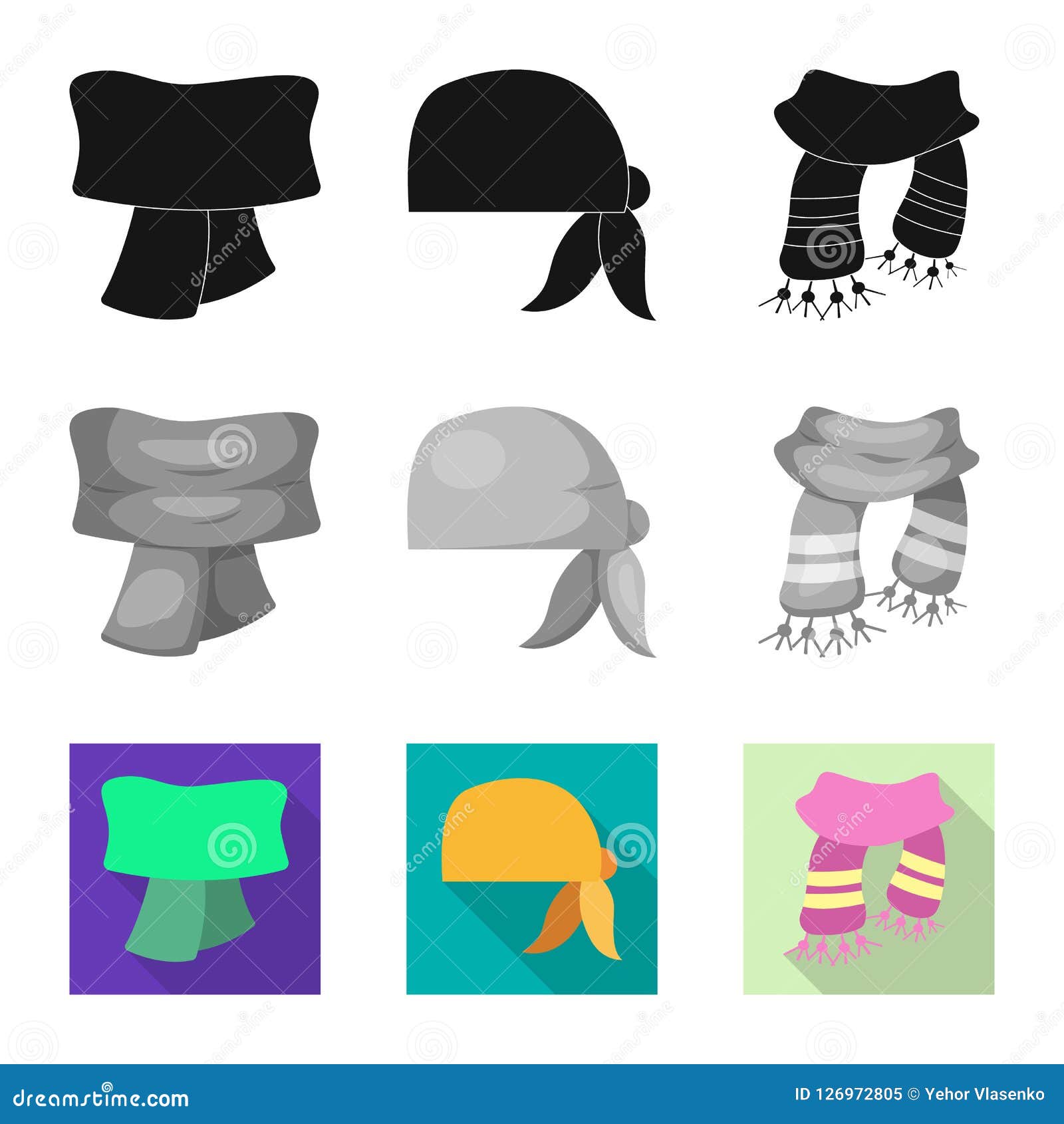 Isolated Object of Scarf and Shawl Icon. Set of Scarf and Accessory ...