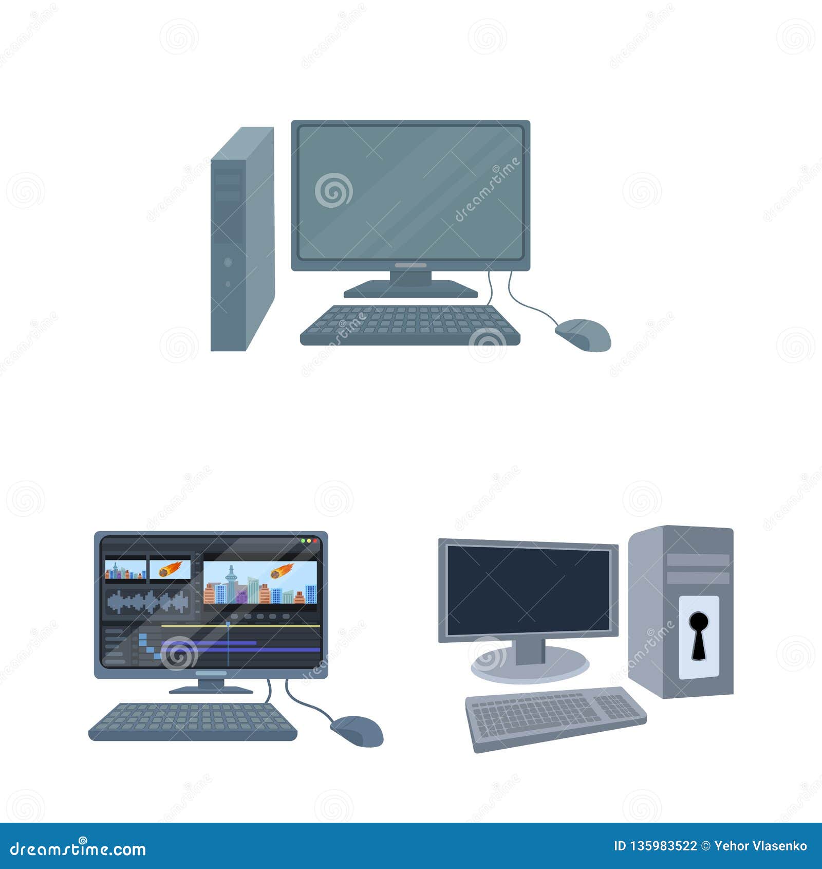 Isolated Object of Screen and Computer Icon. Set of Screen and Mockup ...