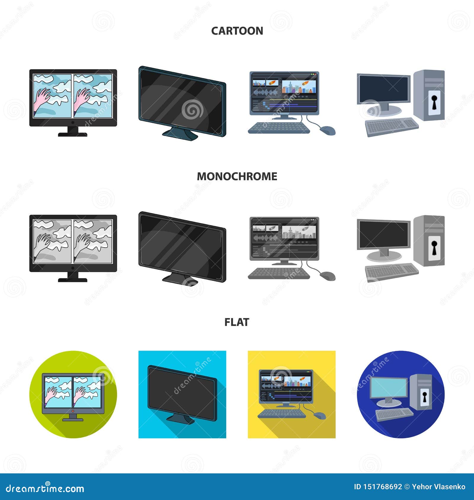 Isolated Object of Screen and Computer Symbol. Set of Screen and Mockup ...