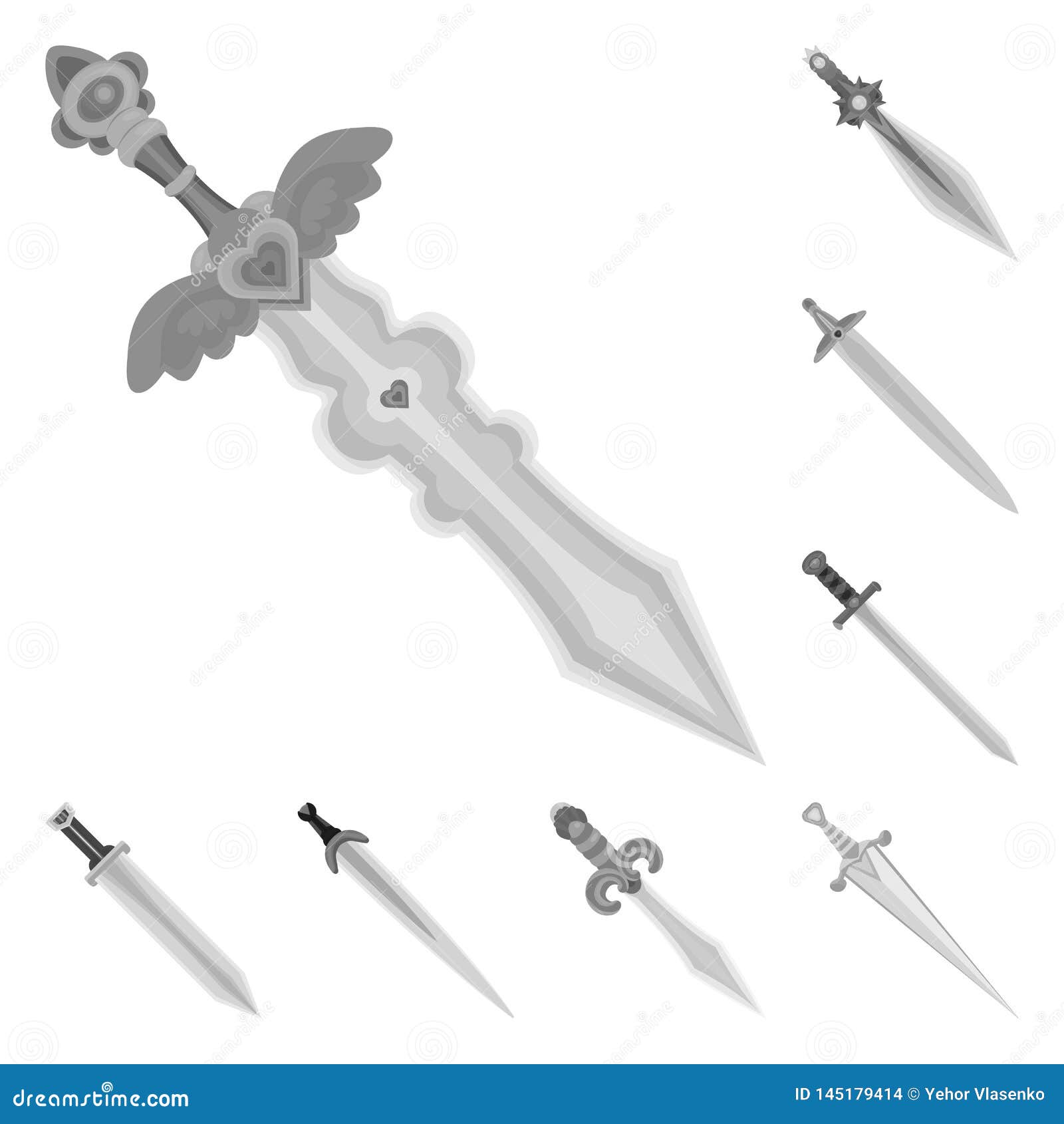 Vector Illustration of Sharp and Blade Symbol. Set of Sharp and Dagger ...