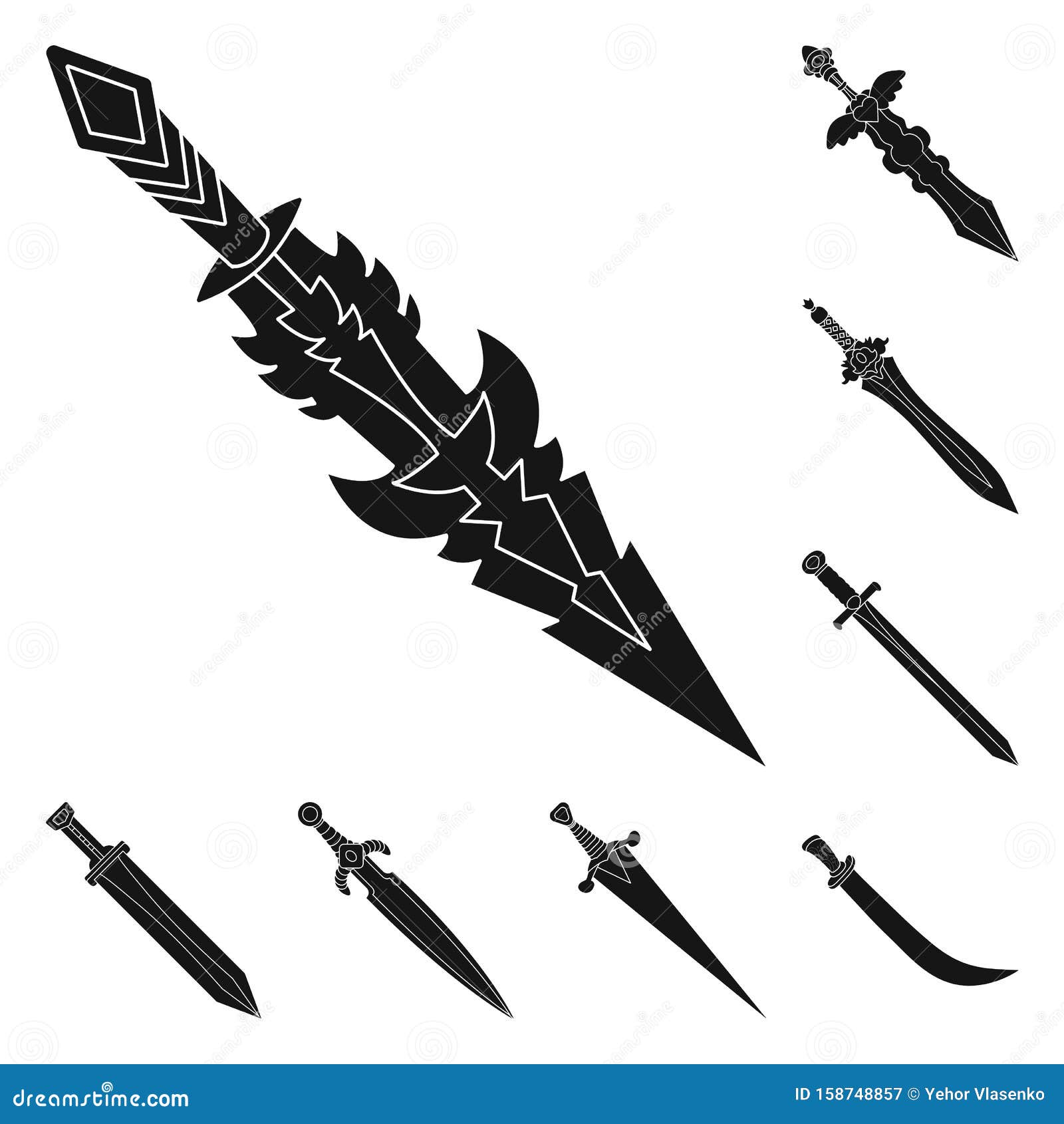 Vector Illustration of Sharp and Blade Symbol. Set of Sharp and Dagger ...