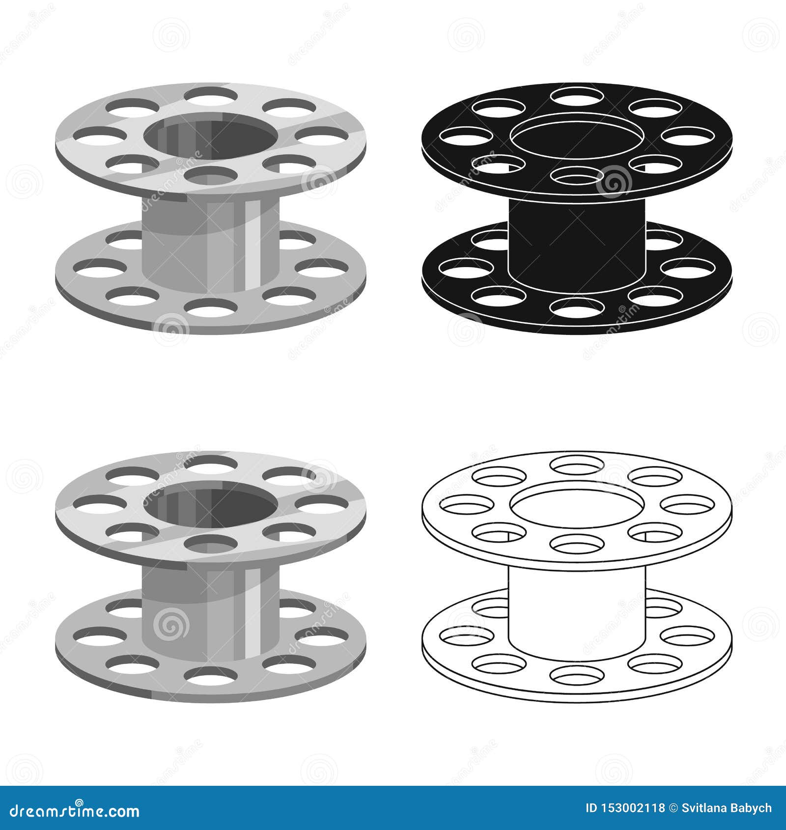 Isolated Object of Spool and Bobbin Logo. Set of Spool and Reel Stock ...