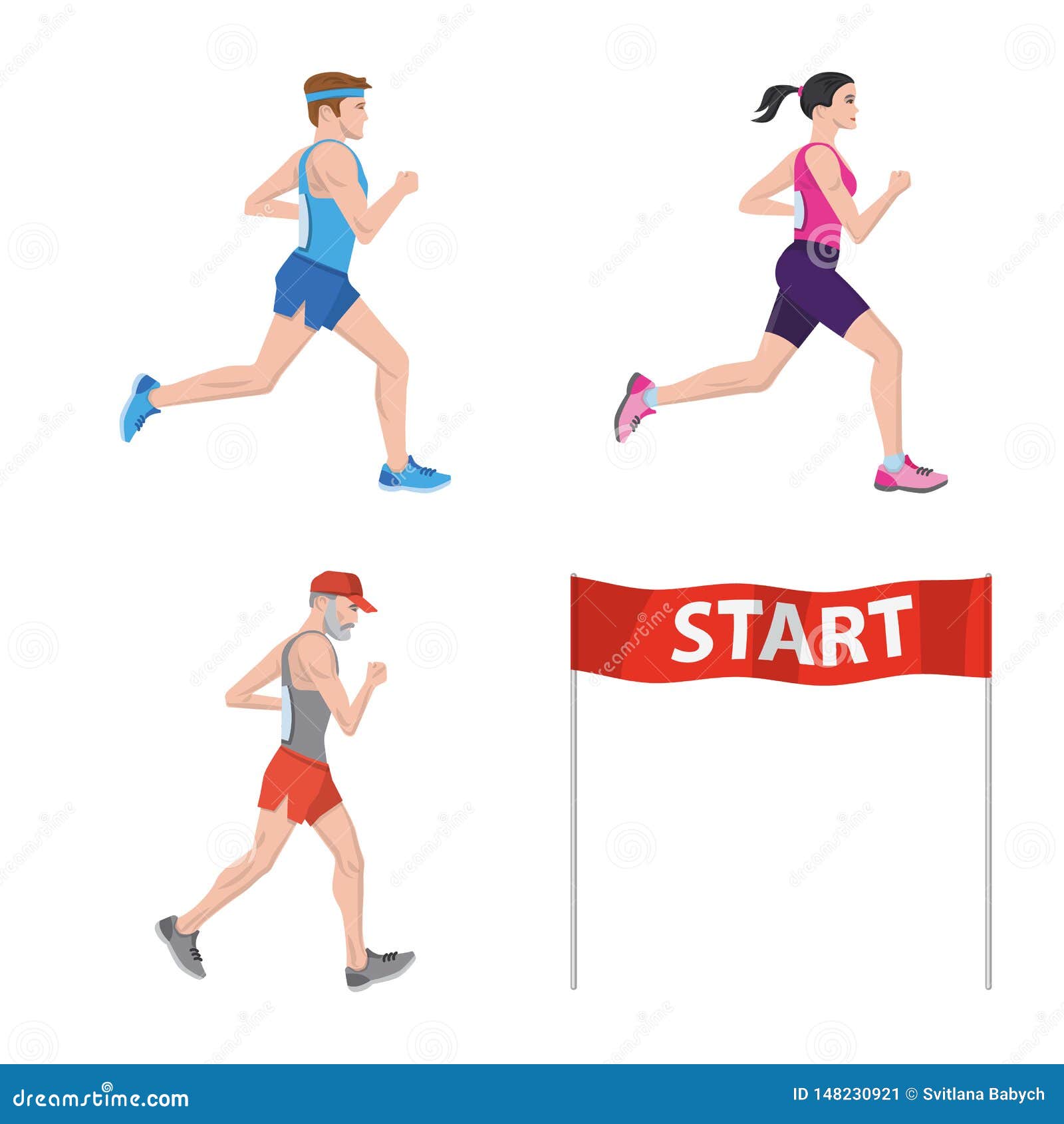 Vector Illustration of Step and Sprint Sign. Set of Step and Sprinter ...