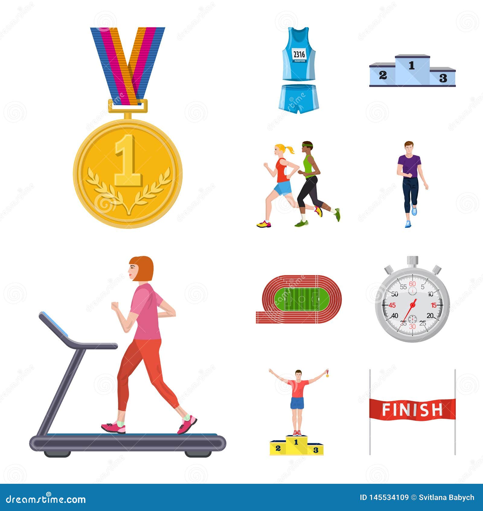 Vector Illustration of Step and Sprint Sign. Collection of Step and ...