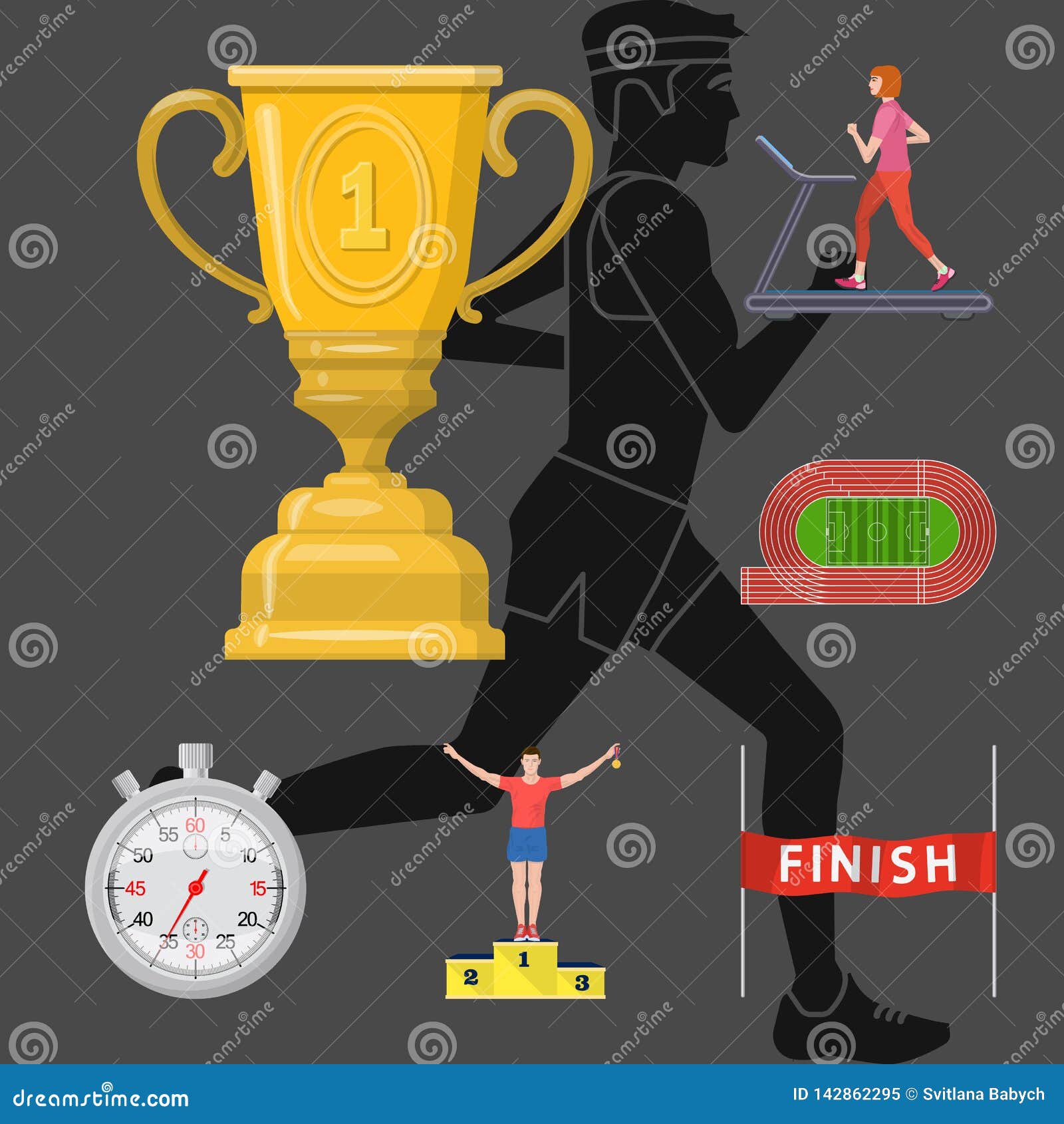 Vector Illustration of Step and Sprint Symbol. Set of Step and Sprinter ...