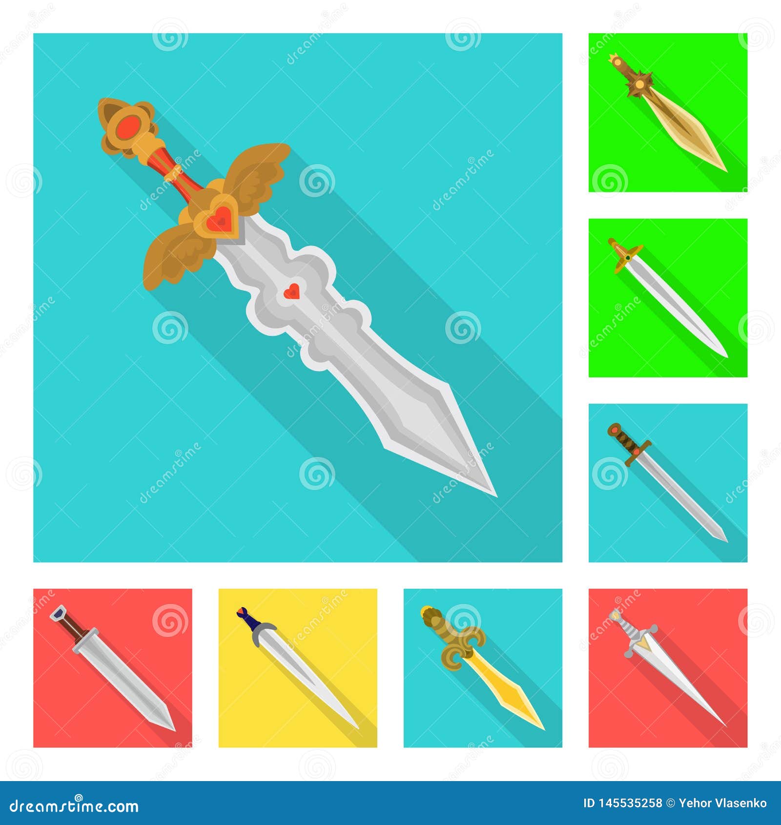 Isolated Object of and Sword Icon. Set of and Knife Stock Vector ...