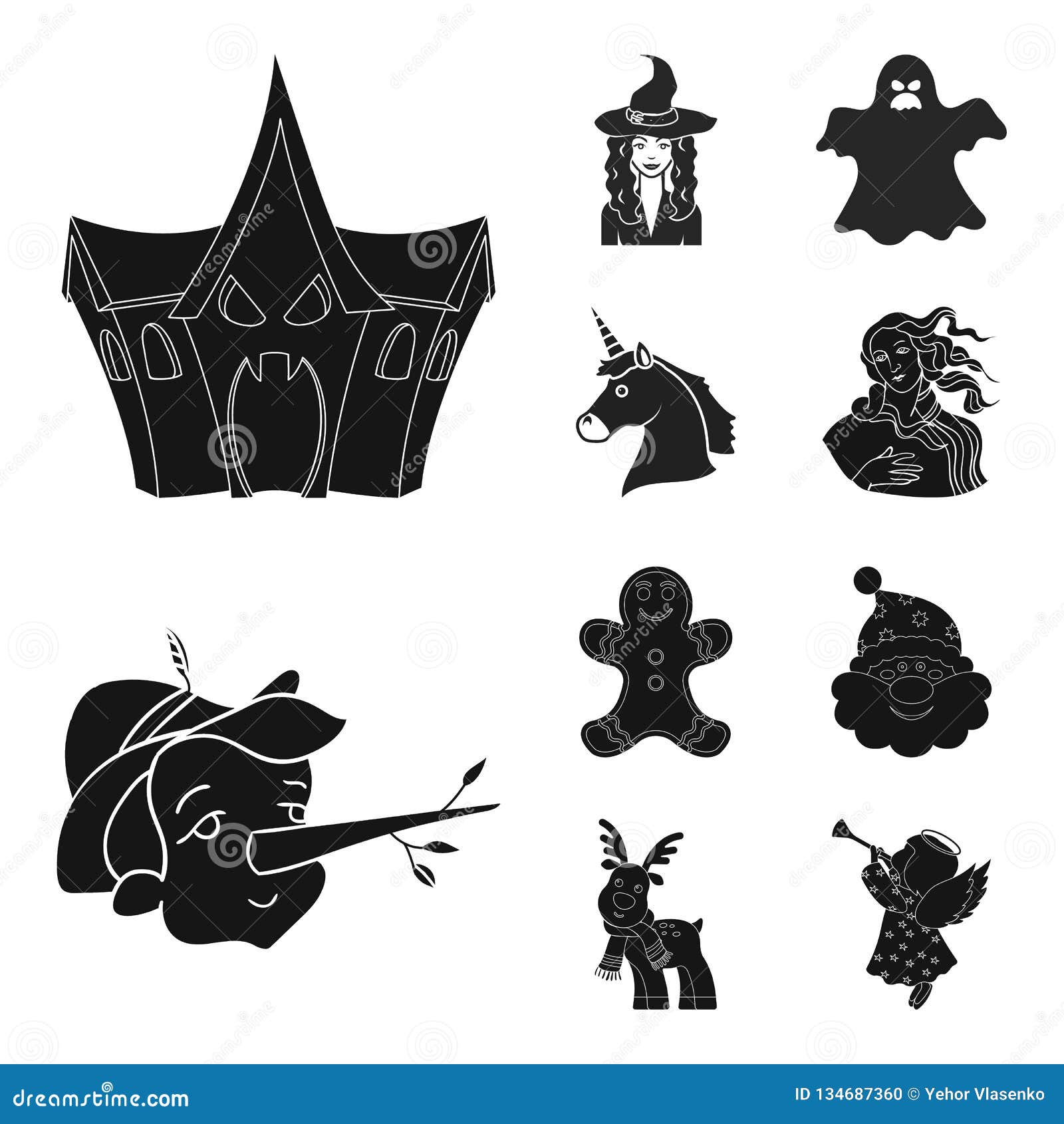 Vector Illustration of Tale and Character Logo. Set of Tale and Cute ...