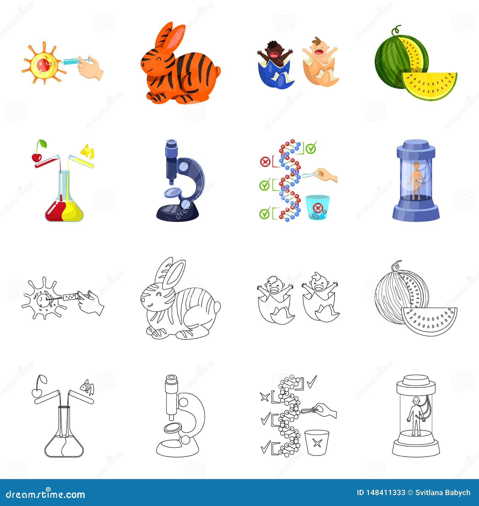 Isolated Object of Test and Synthetic Logo. Set of Test and Laboratory ...