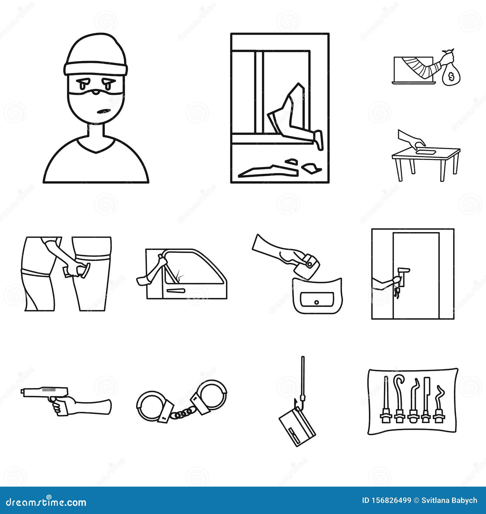 Vector Illustration of Thug and Robbery Logo. Set of Thug and Fraud ...