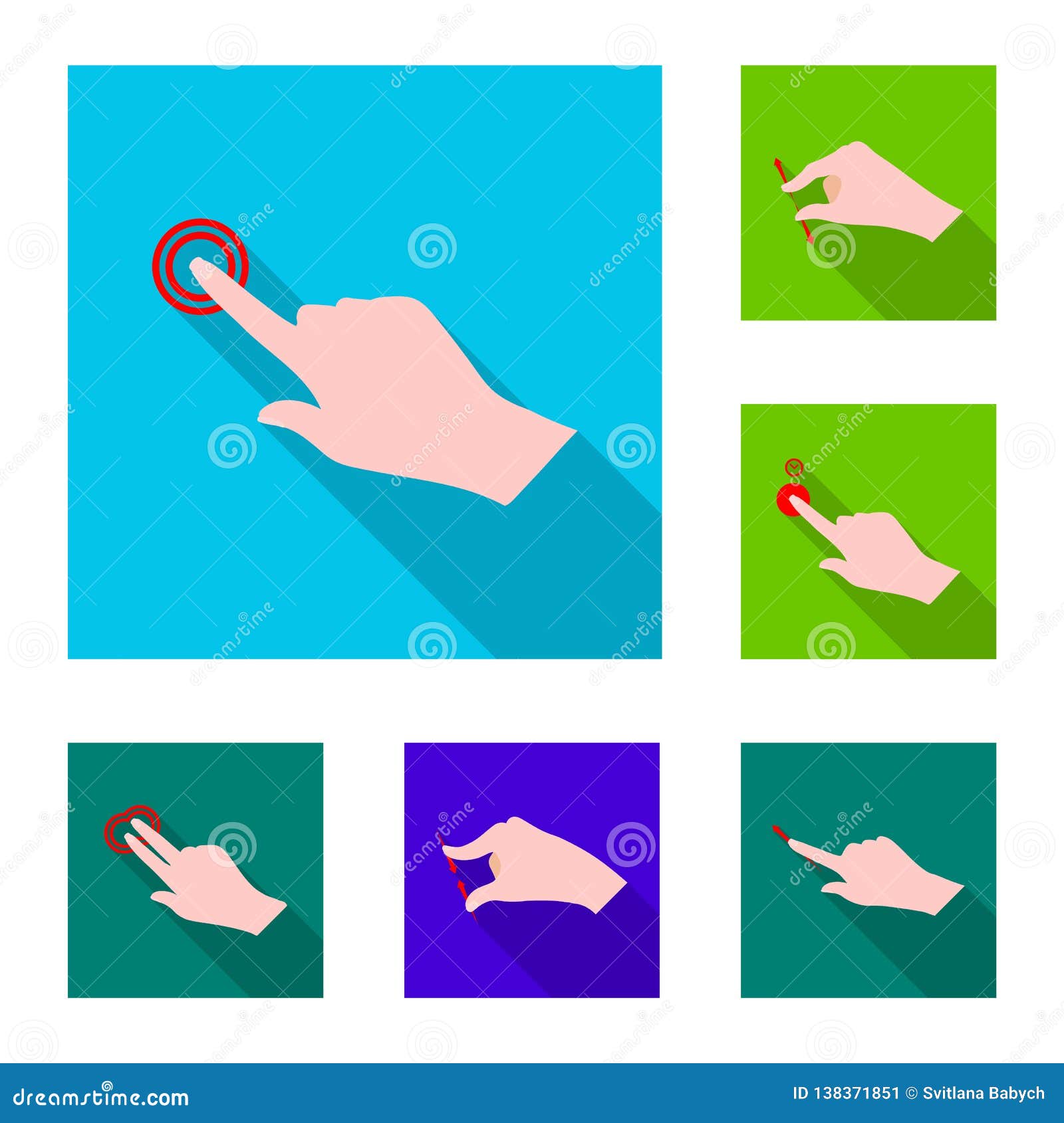 Isolated Object of Touchscreen and Hand Icon. Collection of Touchscreen ...