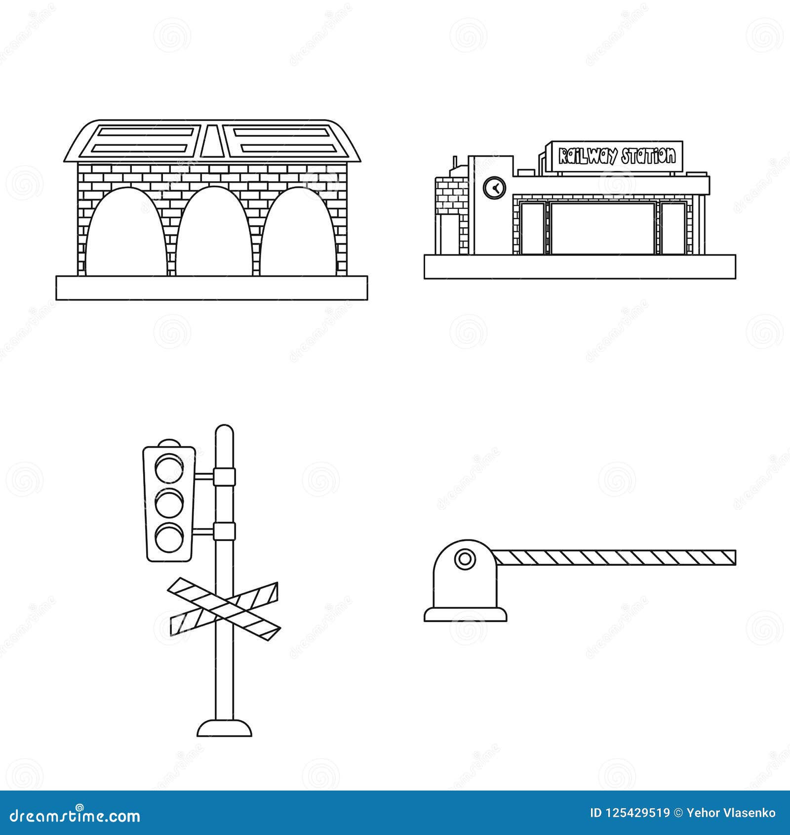 Isolated Object of Train and Station Logo. Collection of Train and ...