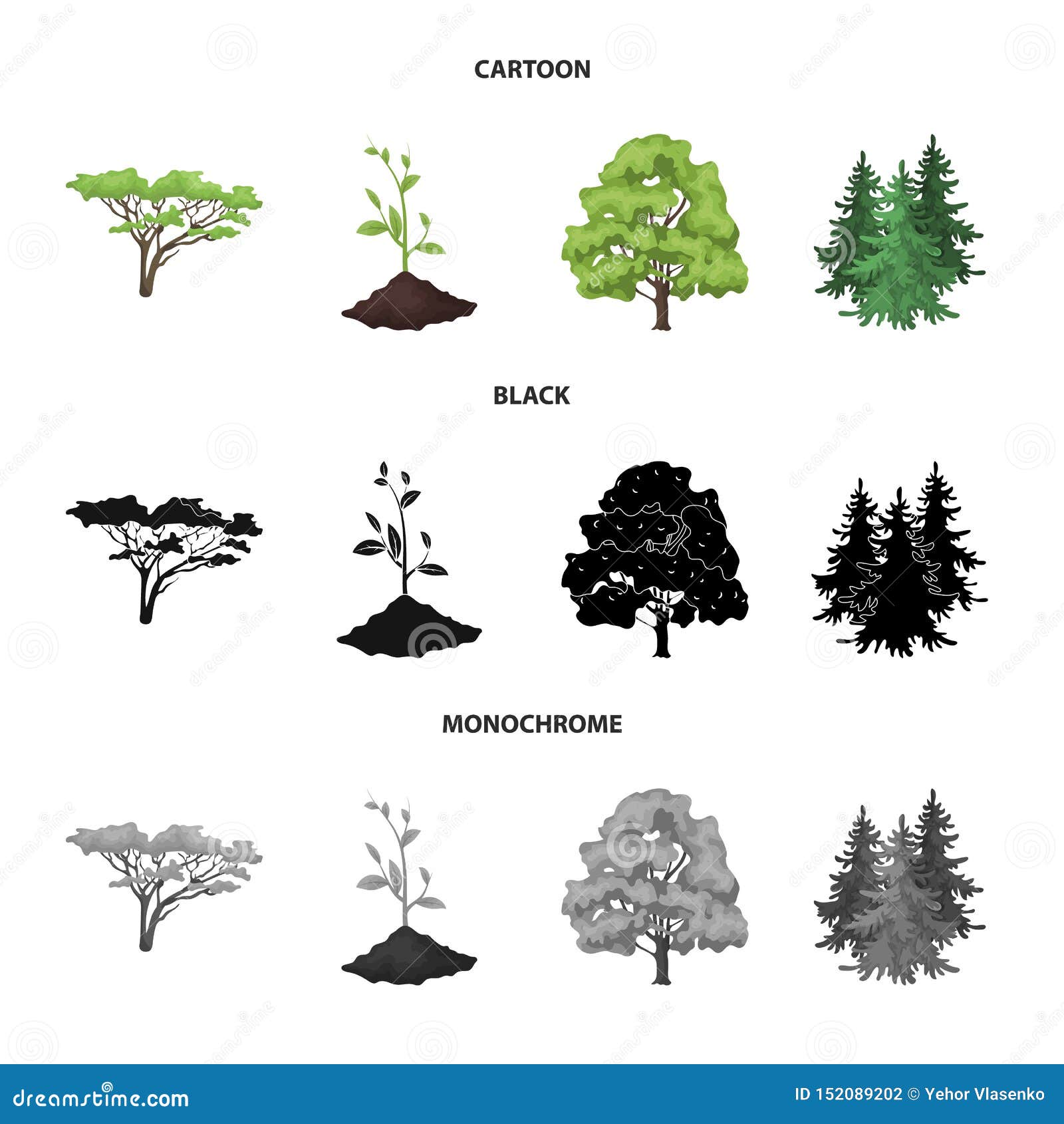 Isolated Object of Tree and Forest Sign. Set of Tree and Green Stock ...