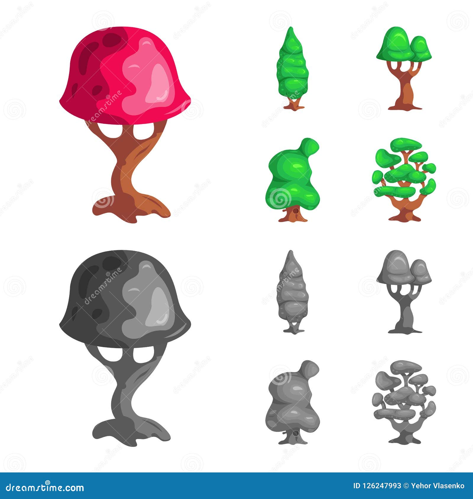 Isolated Object Of Tree And Nature Icon Set Of Tree And Crown Stock