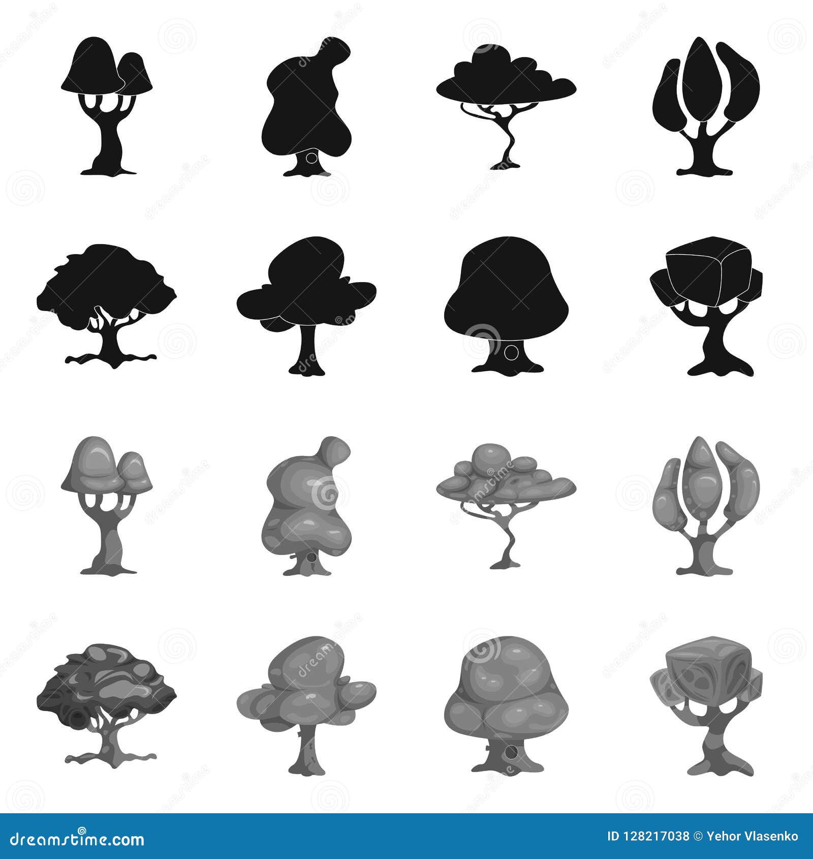 Isolated Object of Tree and Nature Icon. Set of Tree and Crown Vector ...