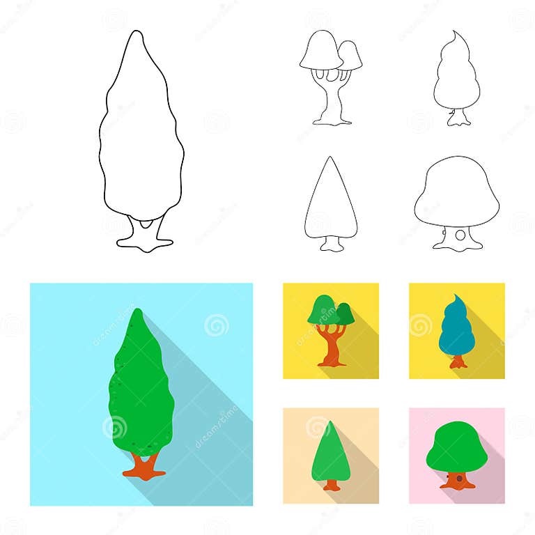 Isolated Object Of Tree And Nature Icon Set Of Tree And Crown Vector