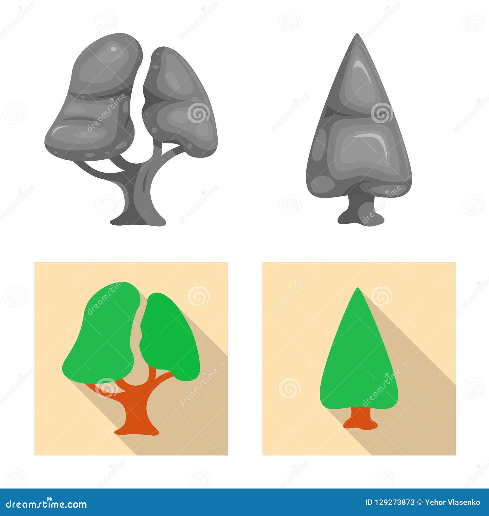 Isolated Object of Tree and Nature Logo. Set of Tree and Crown Vector ...