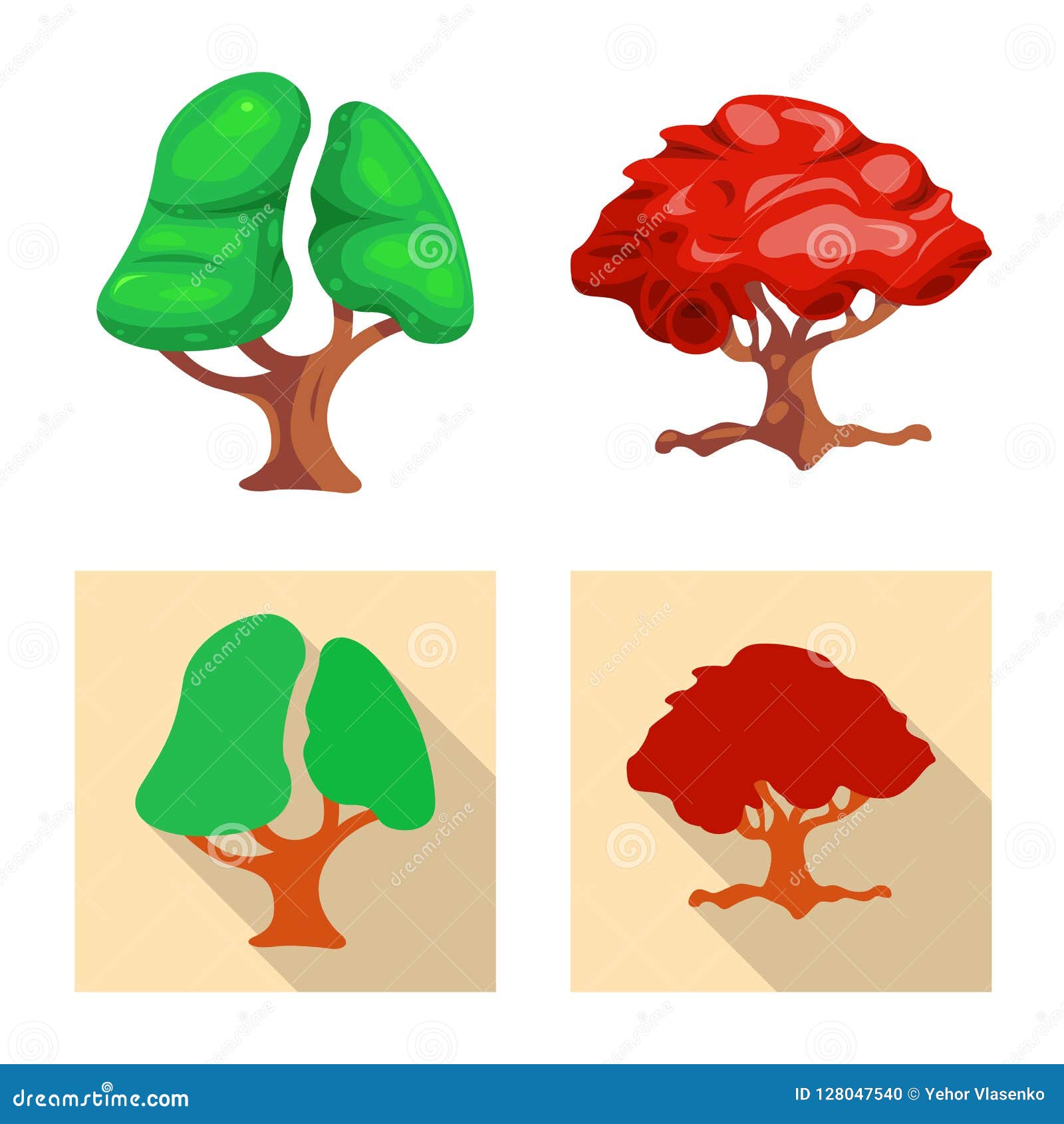 Isolated Object Of Tree And Nature Sign Collection Of Tree And Crown