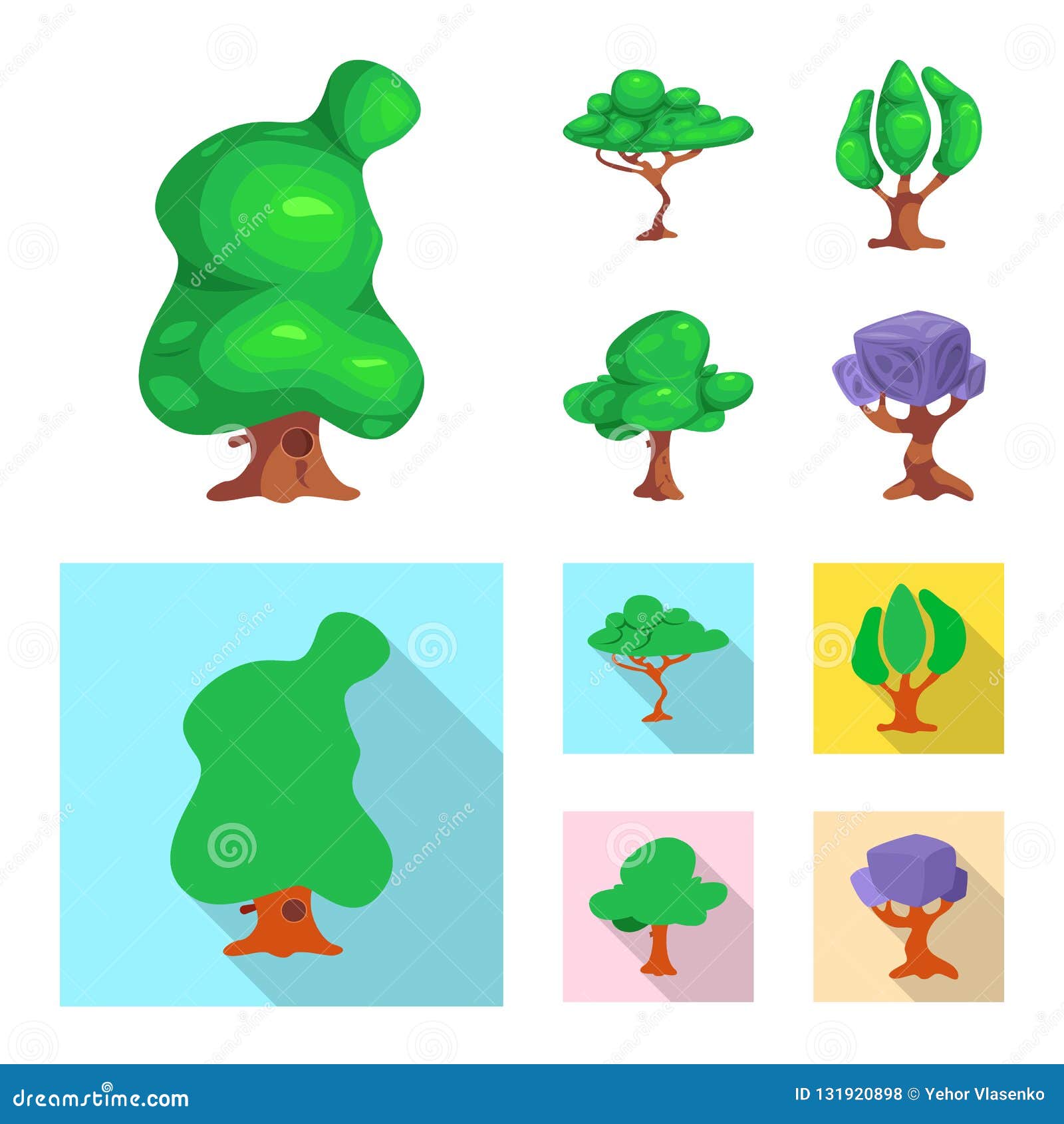 Isolated Object Of Tree And Nature Symbol Set Of Tree And Crown Stock