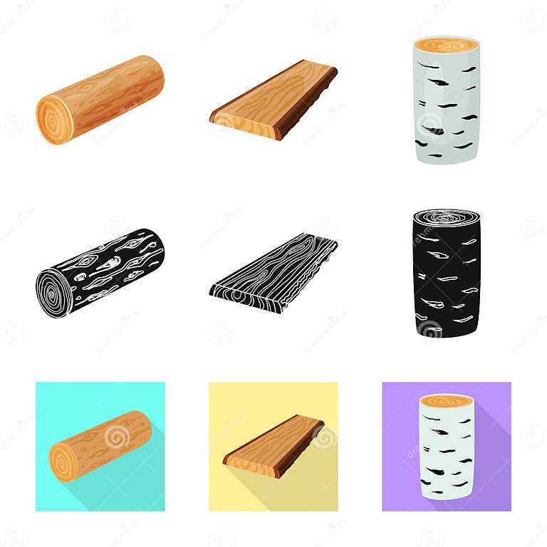 Isolated Object of Tree and Raw Icon. Collection of Tree and ...