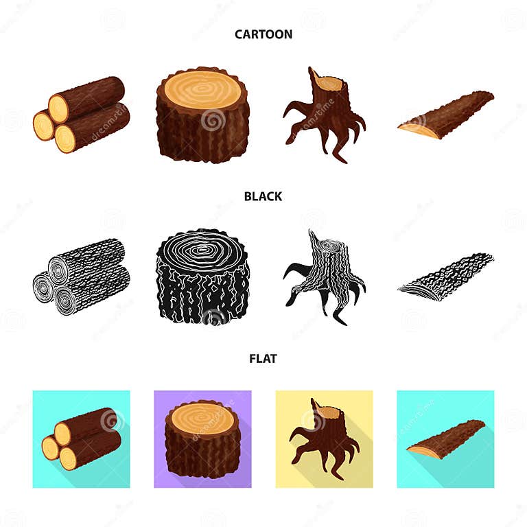 Isolated Object of Tree and Raw Icon. Set of Tree and Construction ...