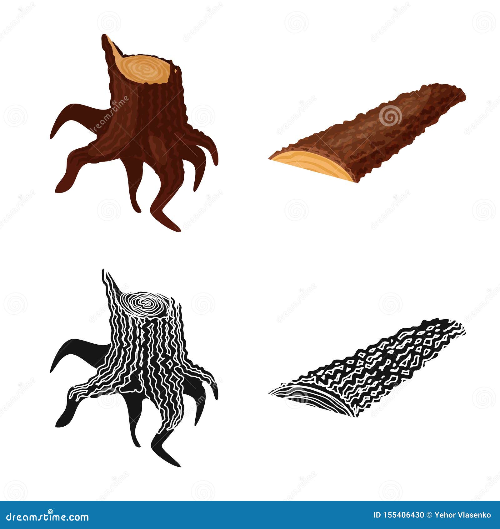 Isolated Object Of Tree And Raw Sign Collection Of Tree And