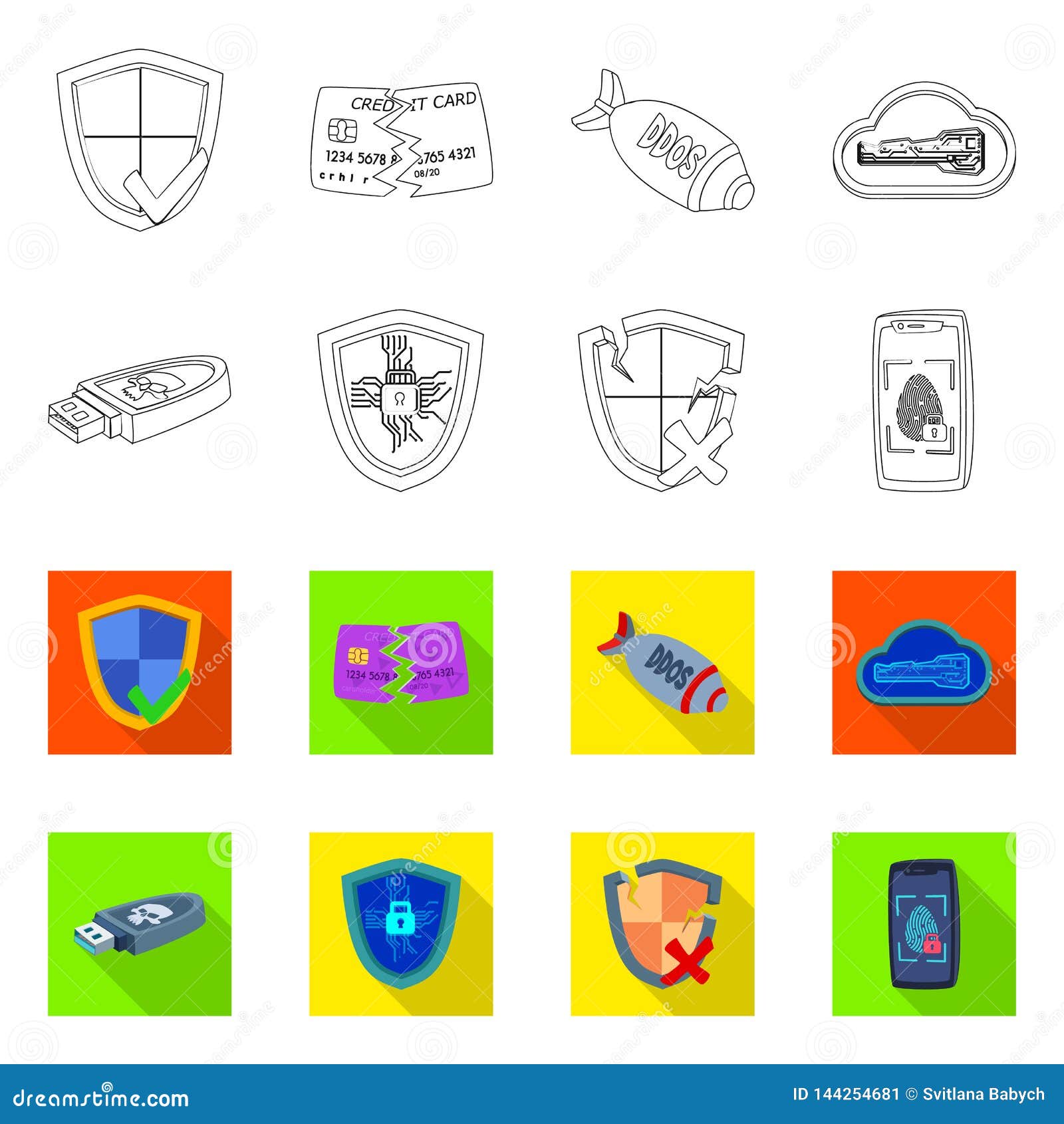 Isolated Object of Virus and Secure Symbol. Set of Virus and Cyber ...