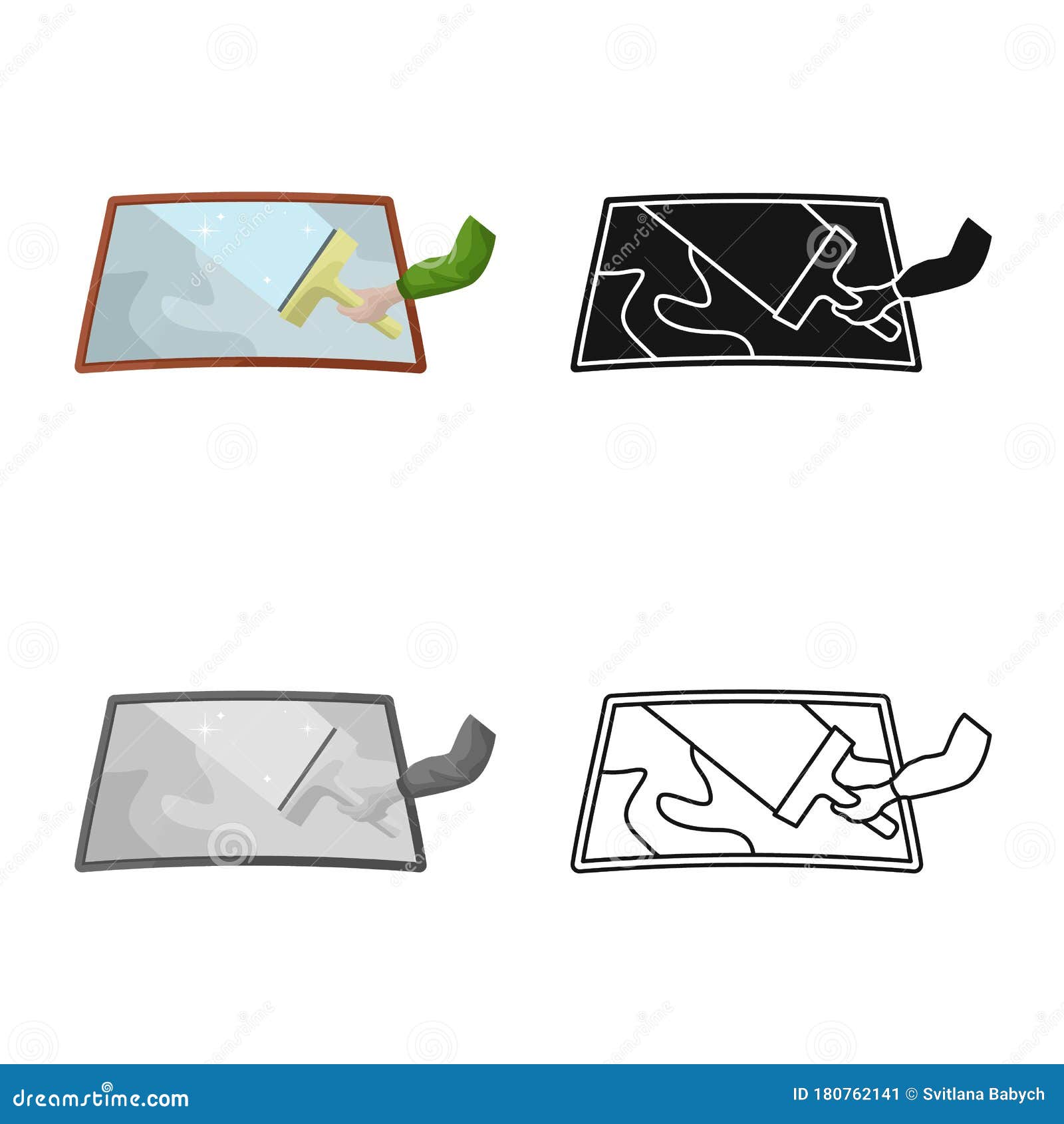 Isolated Object of Windscreen and Clean Symbol. Collection of ...