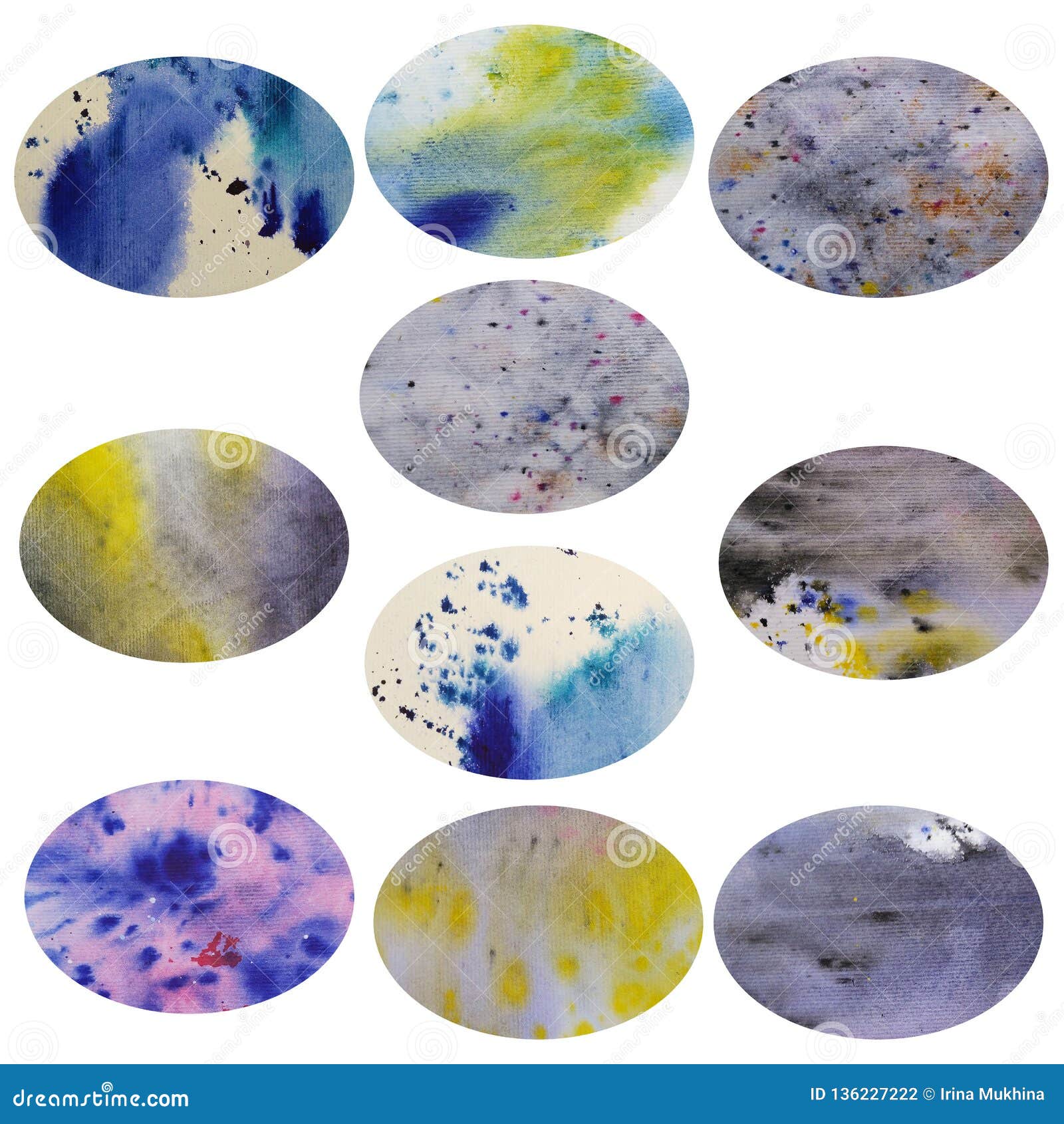 Isolated Objects Textures Made of Watercolor Stock Illustration ...