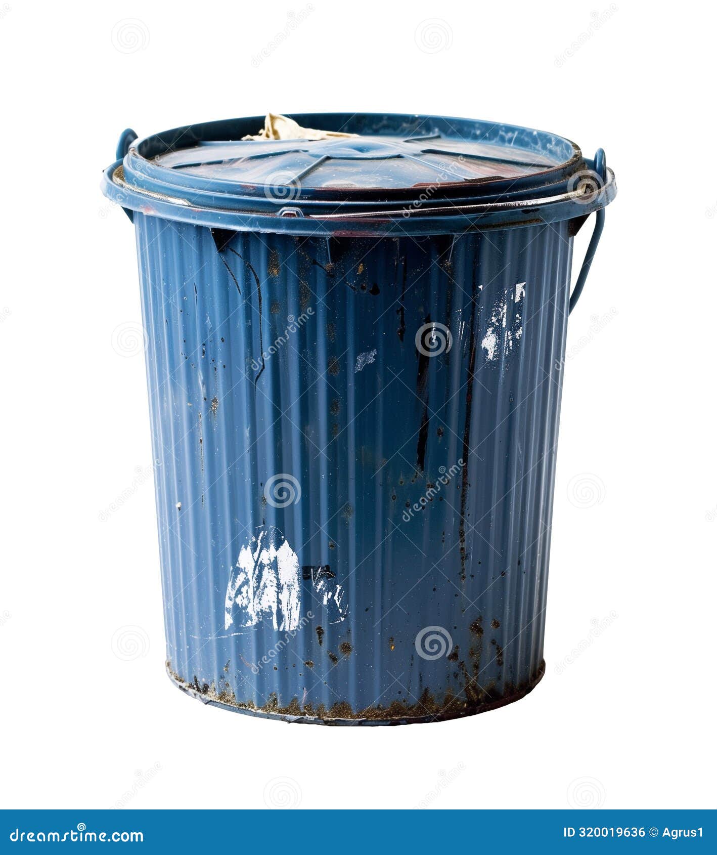 Isolated Old Blue Trash Can Stock Illustration - Illustration of trash ...