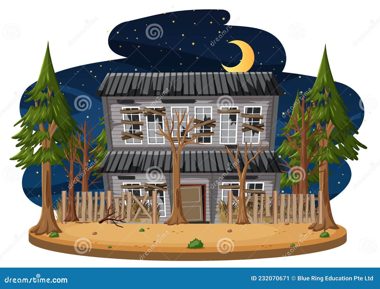 Isolated Old Broken Farm House in the Rural Stock Vector - Illustration ...