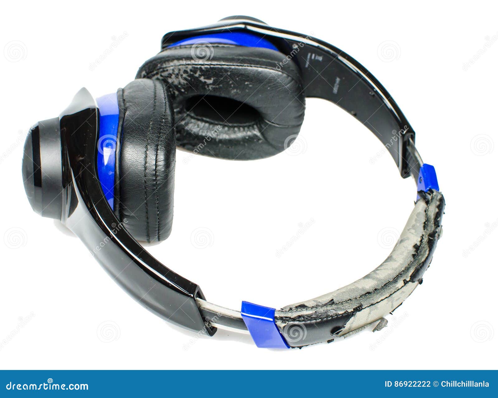 Isolated Old Broken Headphone Stock Photo - Image of blue, equipment ...