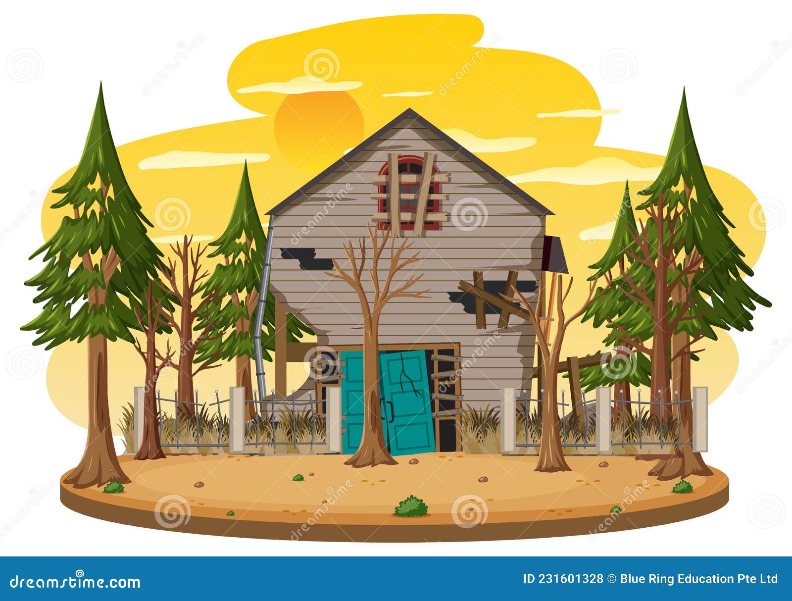 Isolated Old Broken House in the Rural Stock Vector - Illustration of ...