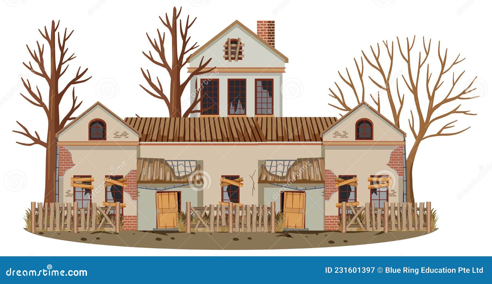 Isolated Old Broken House in the Rural Stock Vector - Illustration of ...