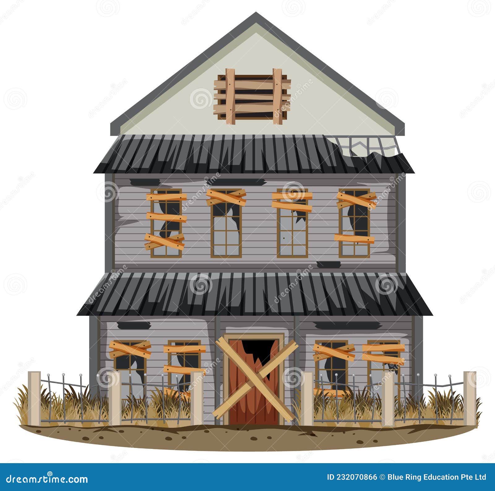 Isolated Old Broken House in the Rural Stock Vector - Illustration of ...