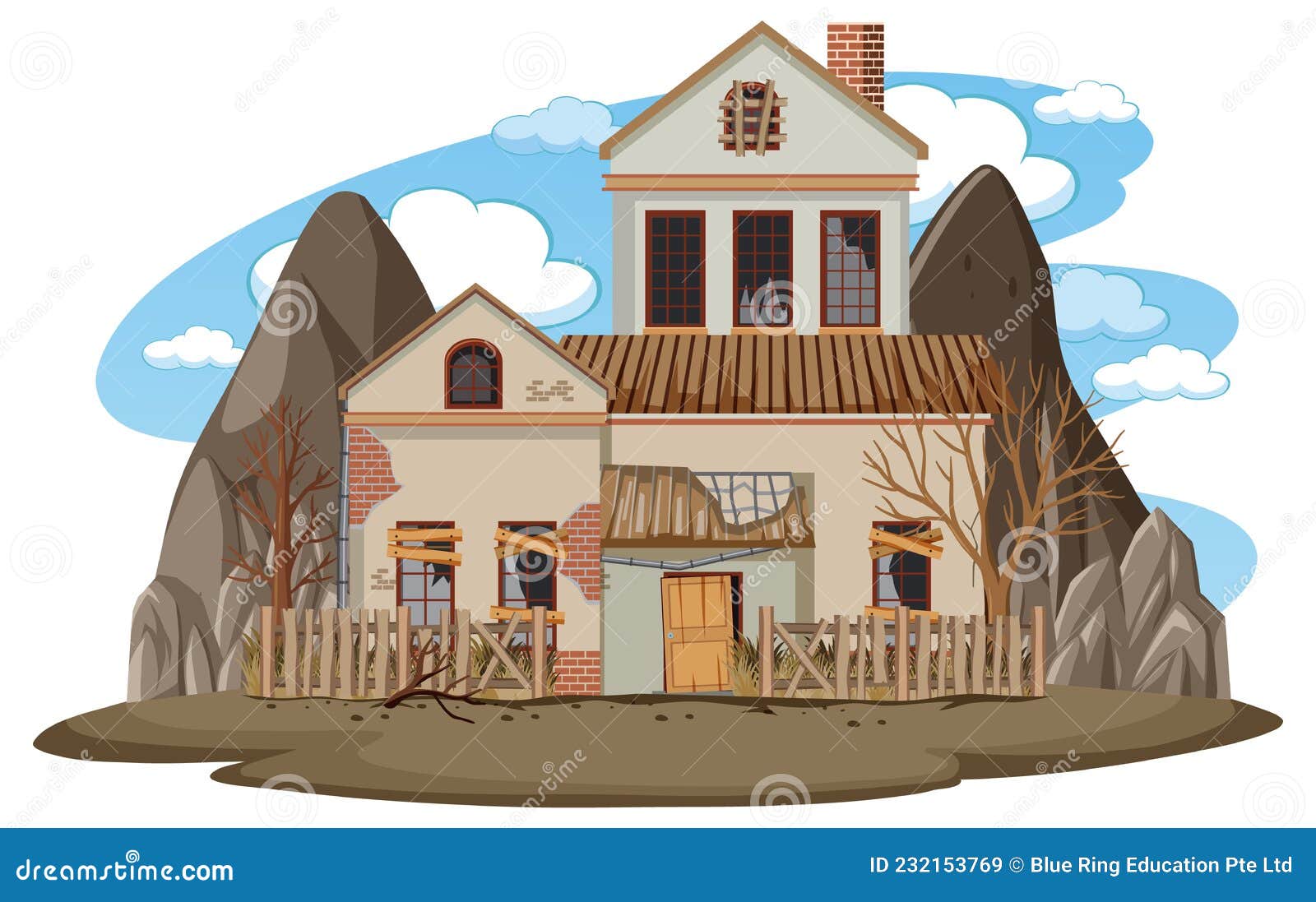 Isolated Old Broken House in the Rural Stock Vector - Illustration of ...