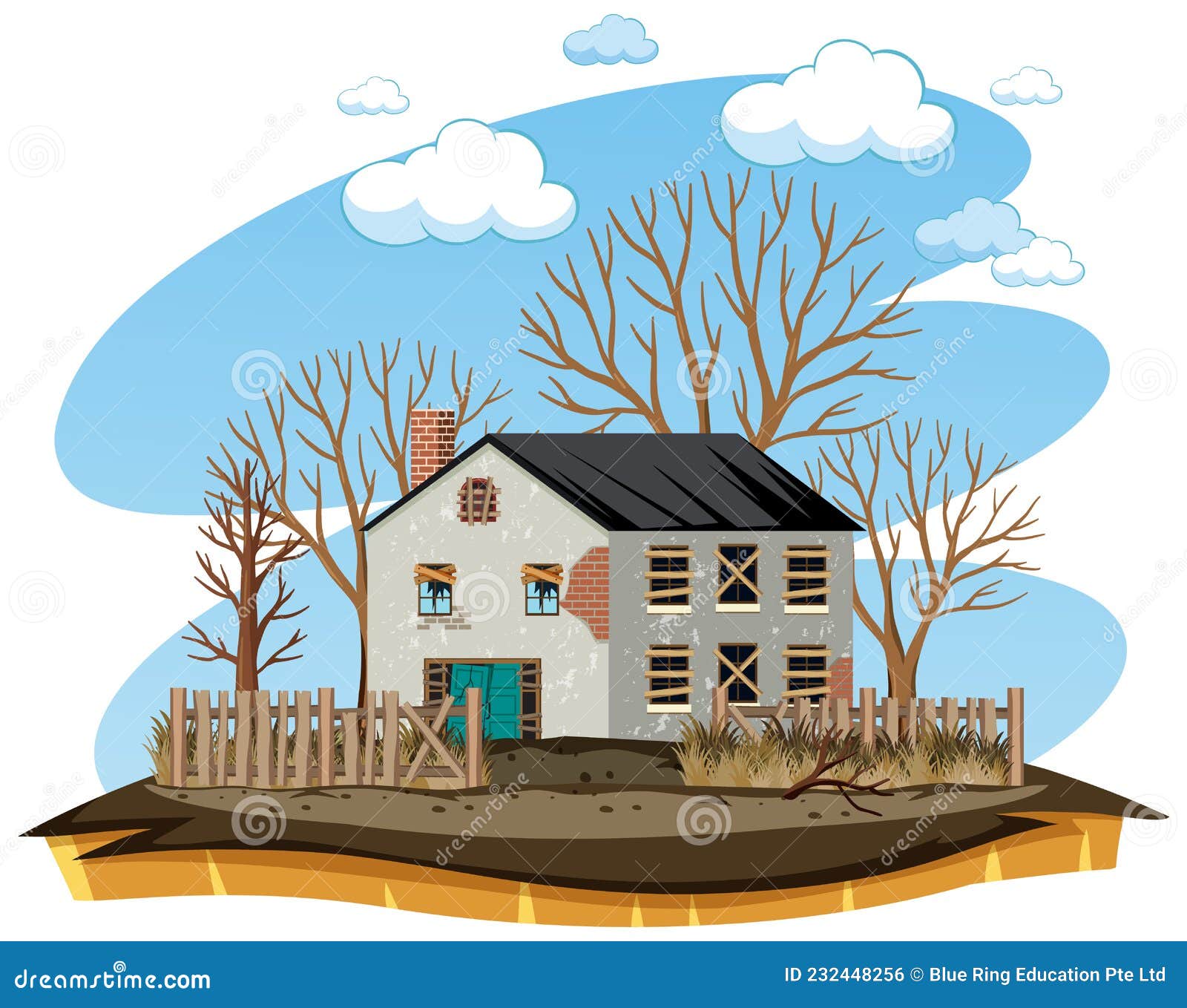 Isolated Old Broken House in the Rural Stock Vector - Illustration of ...
