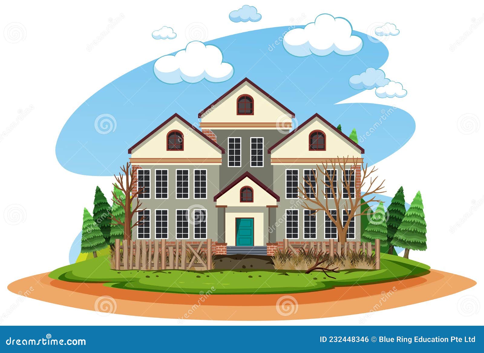 Isolated Old Broken House in the Rural Stock Vector - Illustration of ...