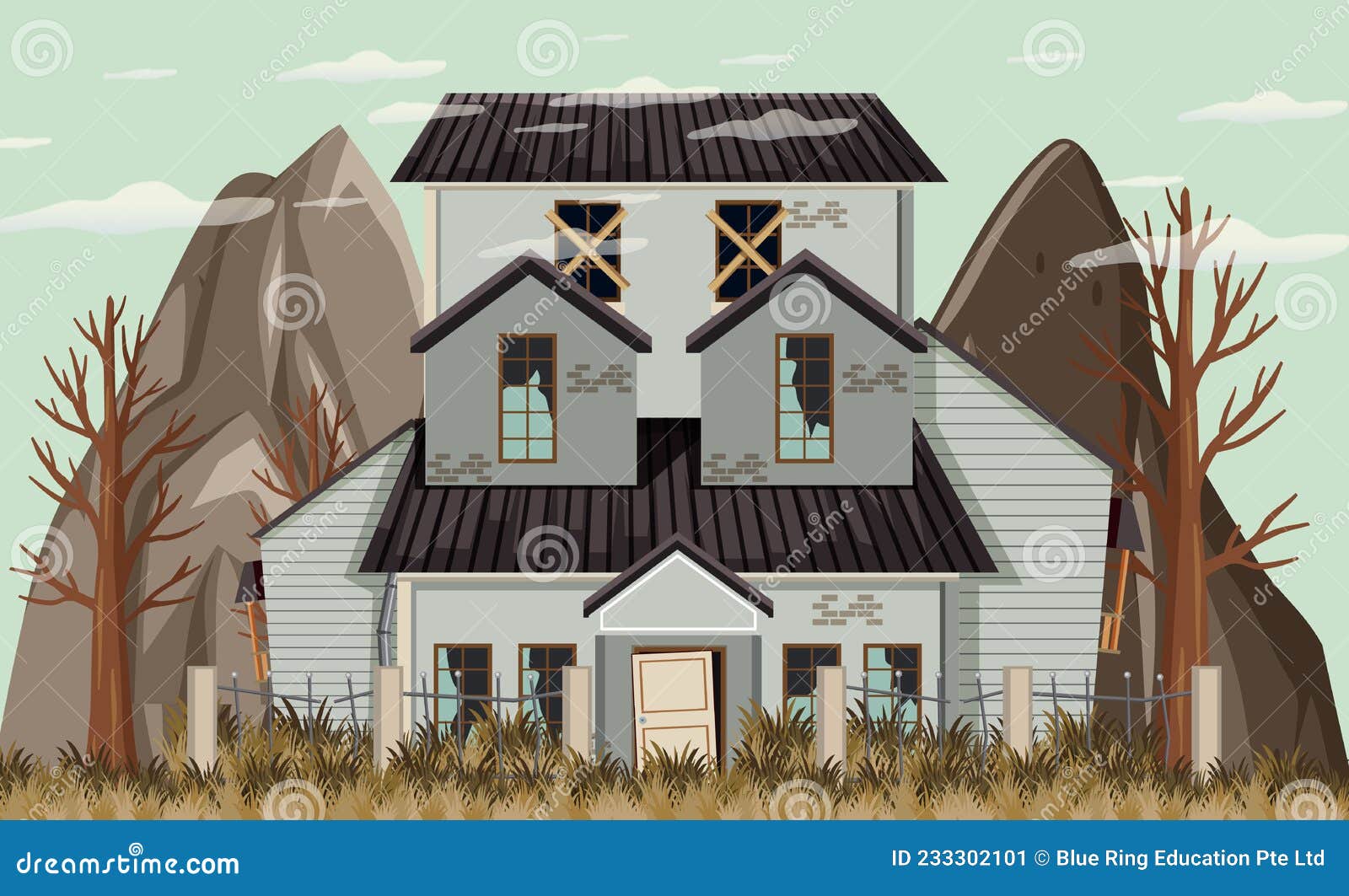 Isolated Old Broken House in the Rural Stock Vector - Illustration of ...