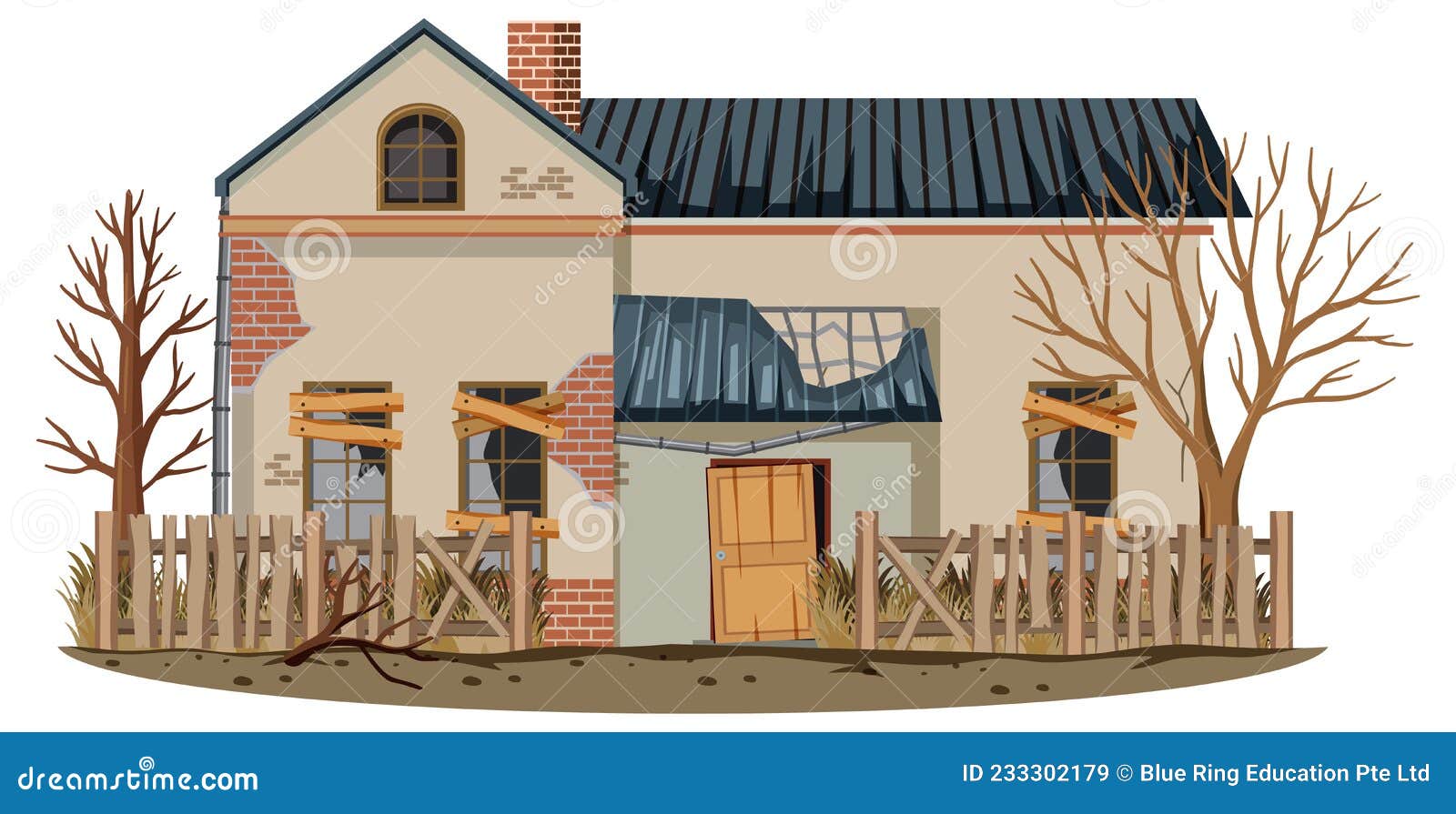 Isolated Old Broken House in the Rural Stock Vector - Illustration of ...