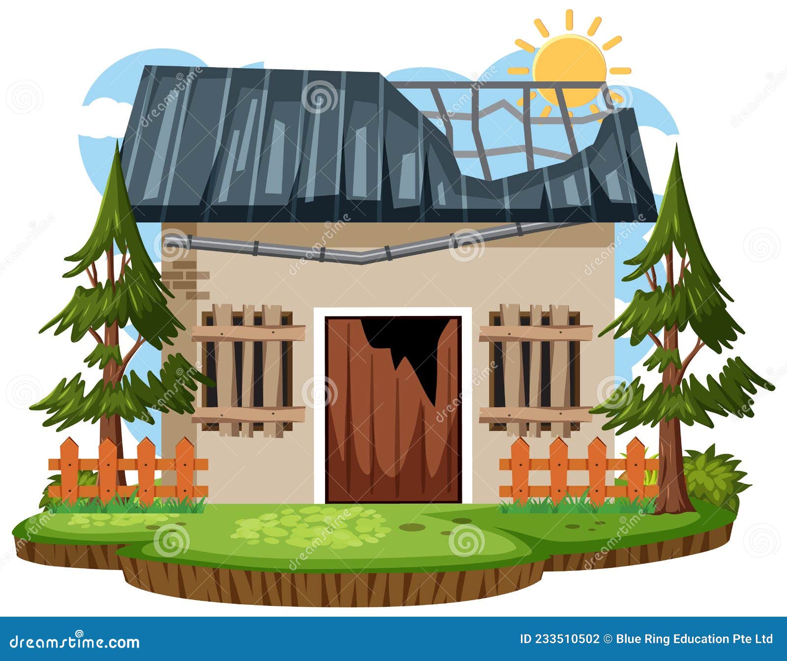 Isolated Old Broken House in the Rural Stock Vector - Illustration of ...