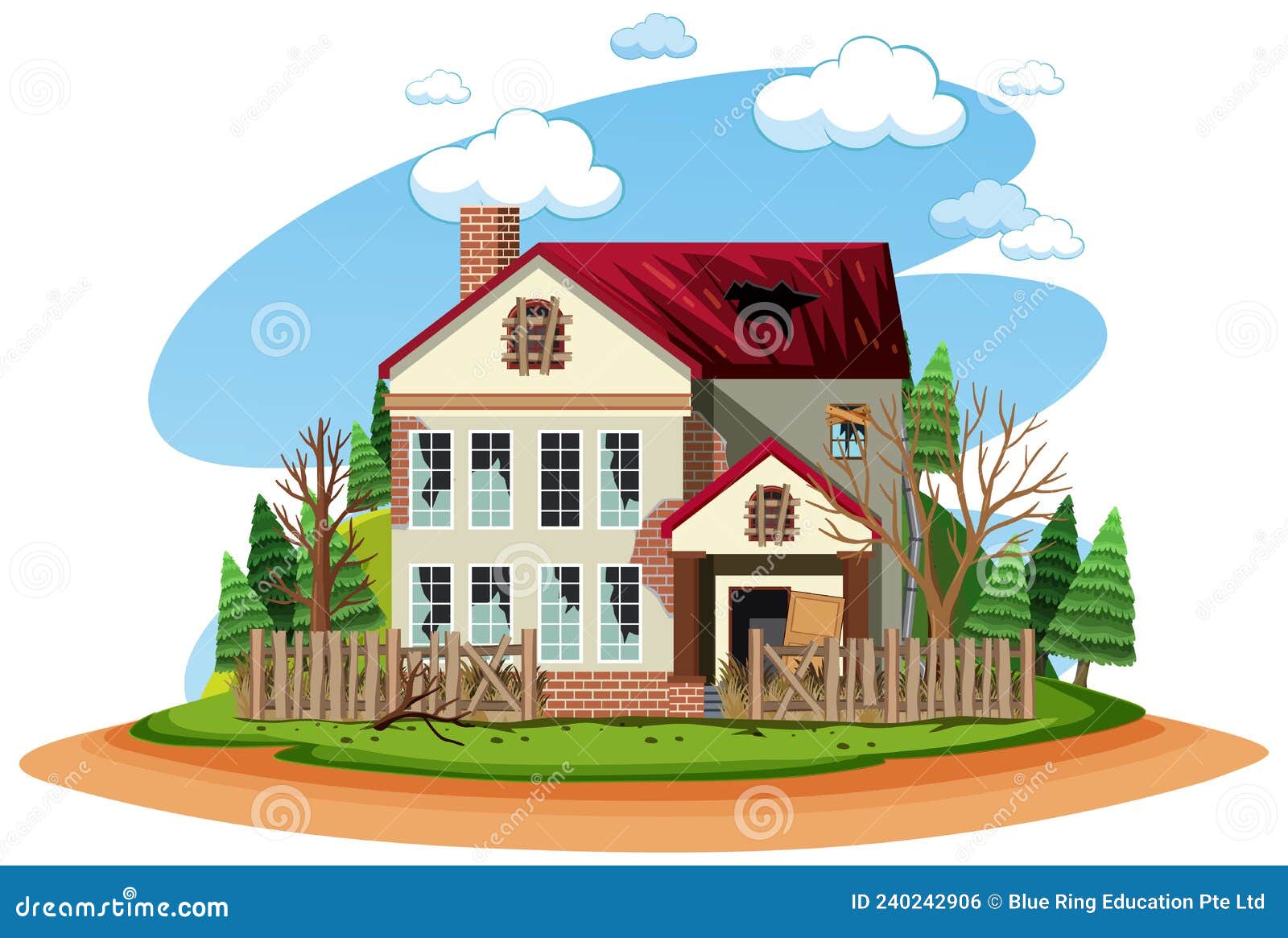 Isolated Old Broken House in the Rural Stock Vector - Illustration of ...