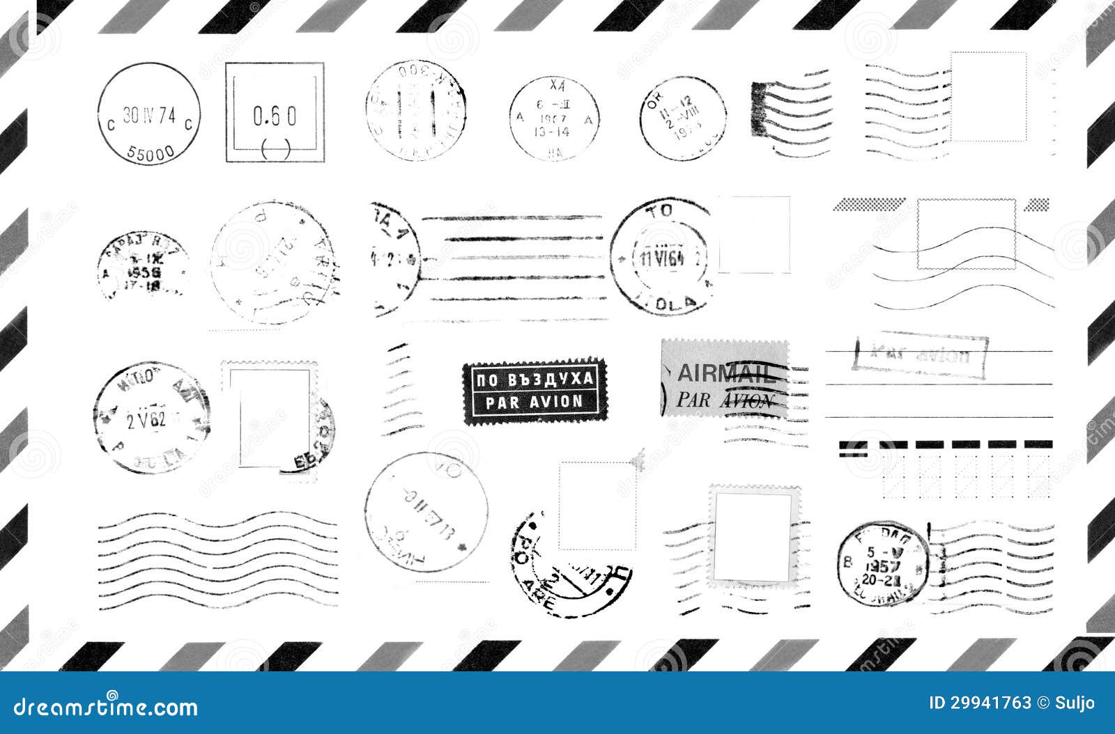 Rubber Stamps on Envelope stock illustration. Illustration of paperwork ...