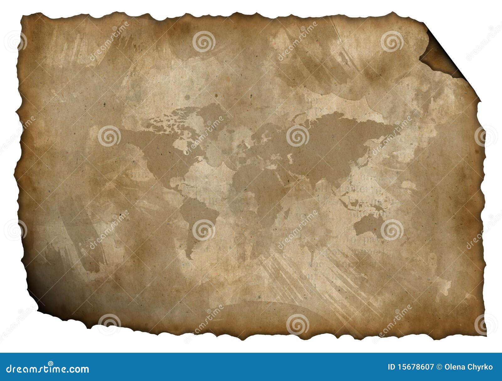 Isolated Old Paper with a Map Stock Illustration - Illustration of ...