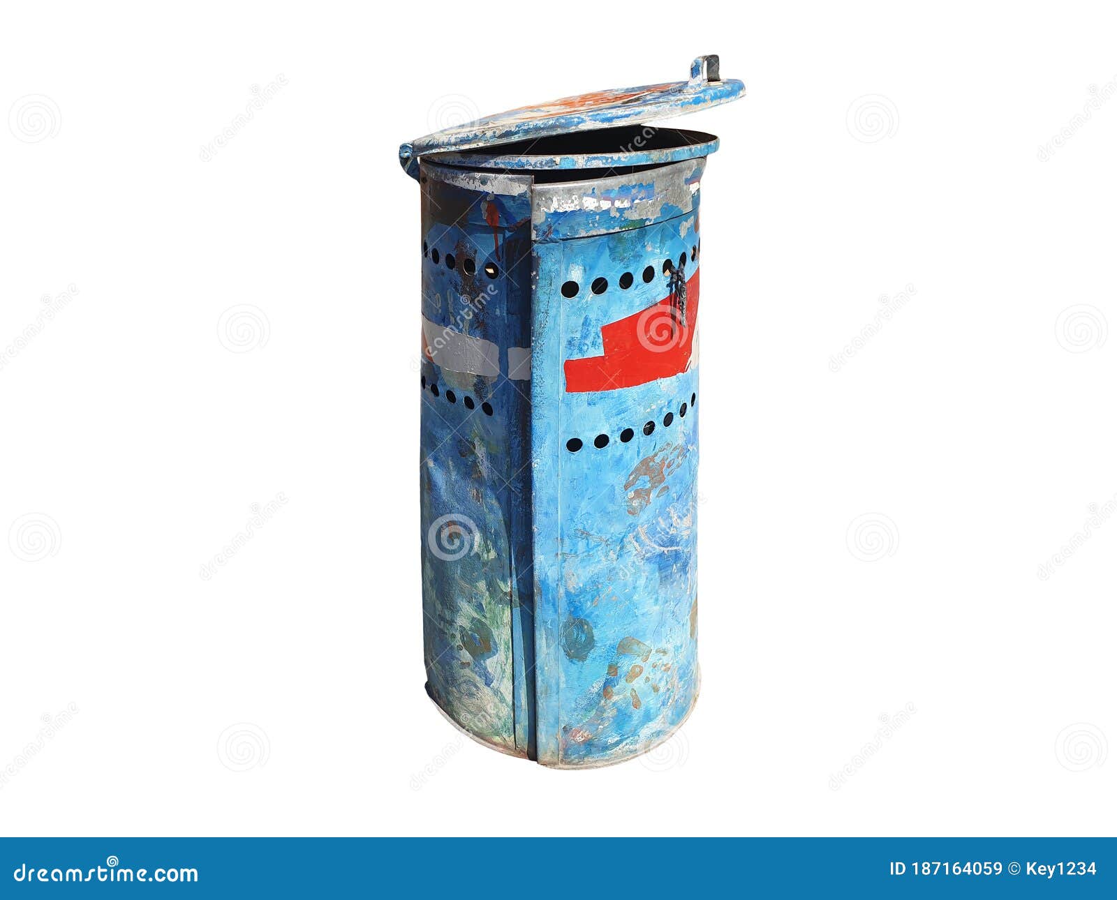 Isolated old trash can stock image. Image of white, metal - 187164059