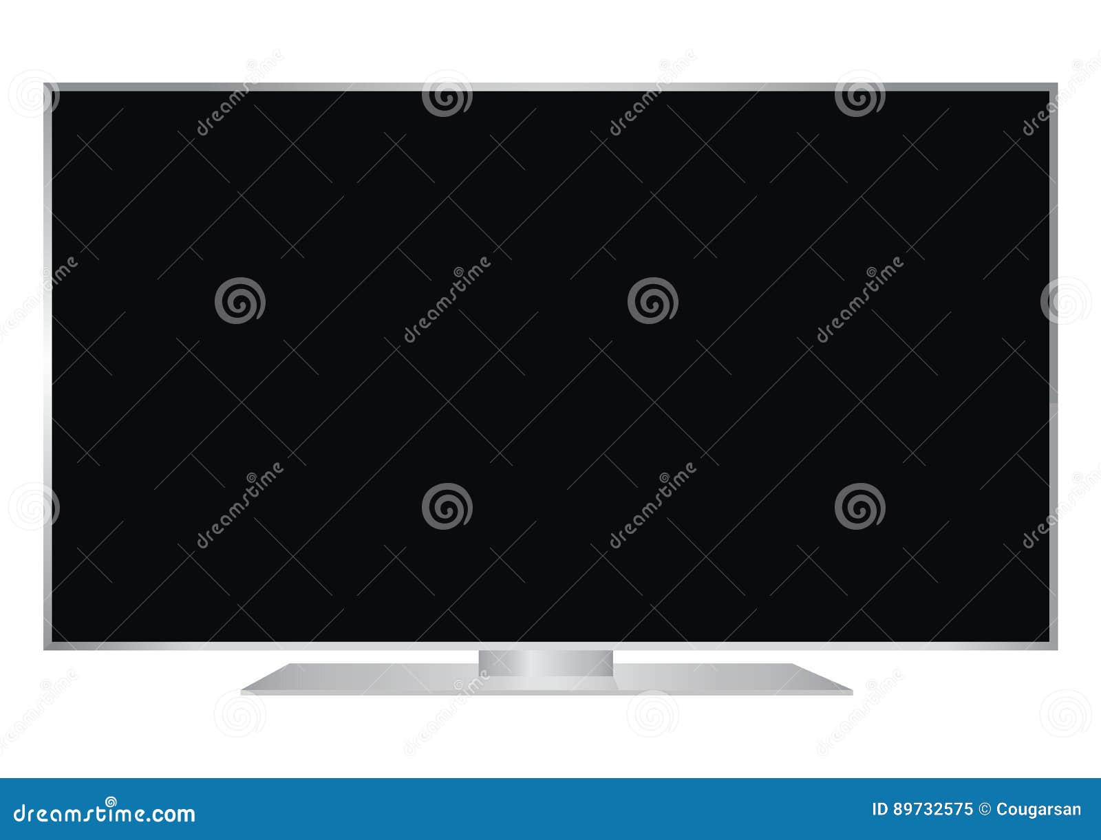 Isolated OLED Grey Flat Smart Wide TV And White Screen Cartoon Vector ...
