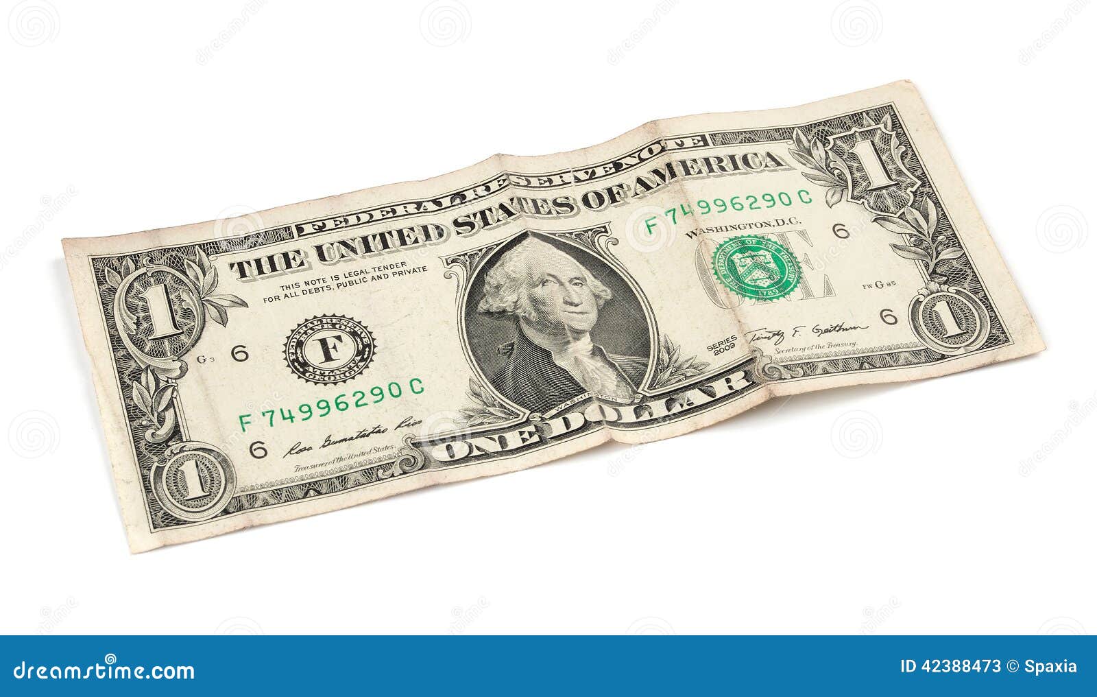 Isolated One Dollar Banknote Stock Image - Image of bank, savings: 42388473